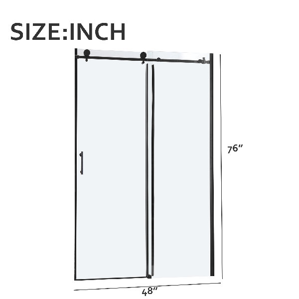SKEFOLI Shower Door 48" W X 76" H Single Sliding Bypass Shower ...