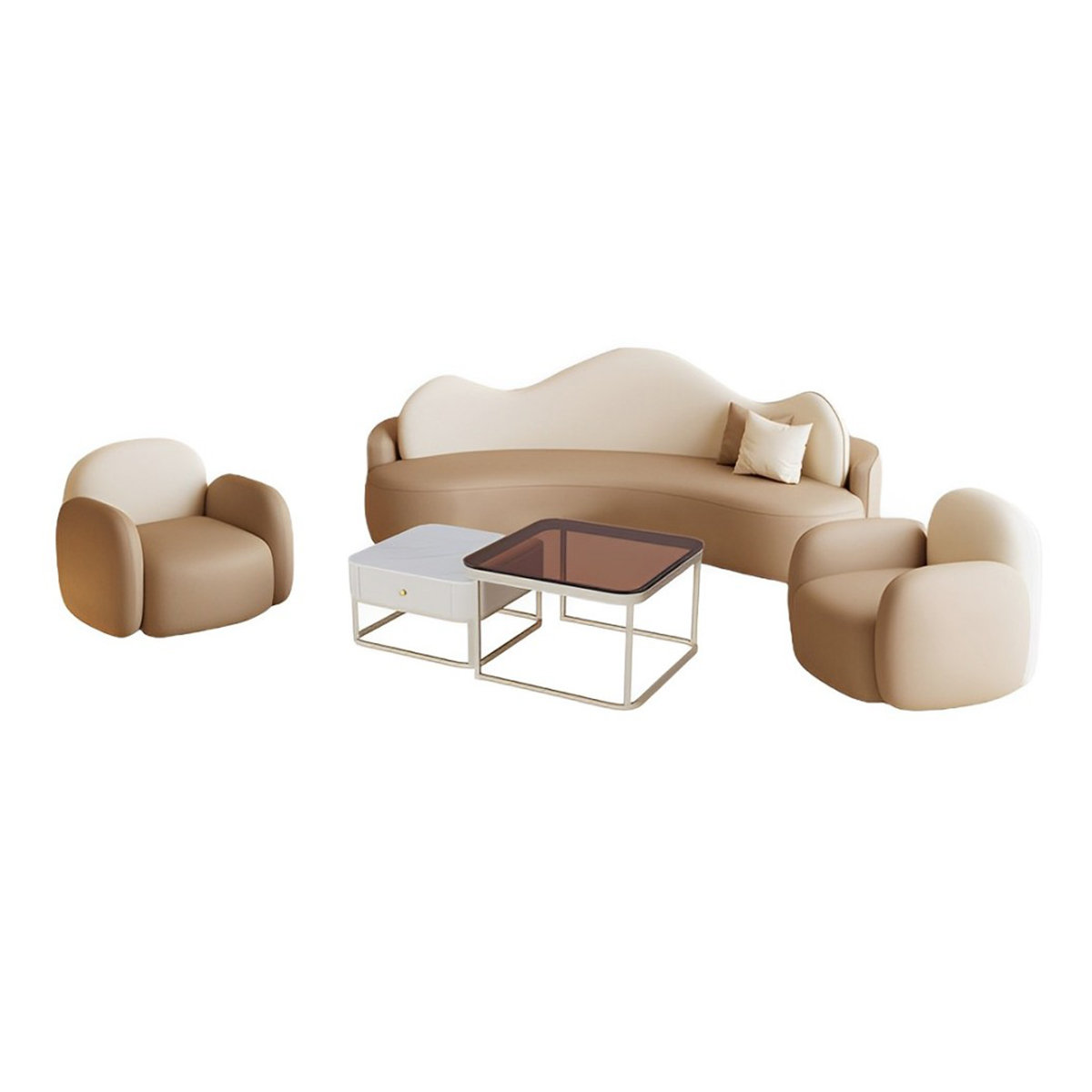 Orren Ellis Simple Beauty Salon Lounge Sofa Combination 5 - Piece Faux ...