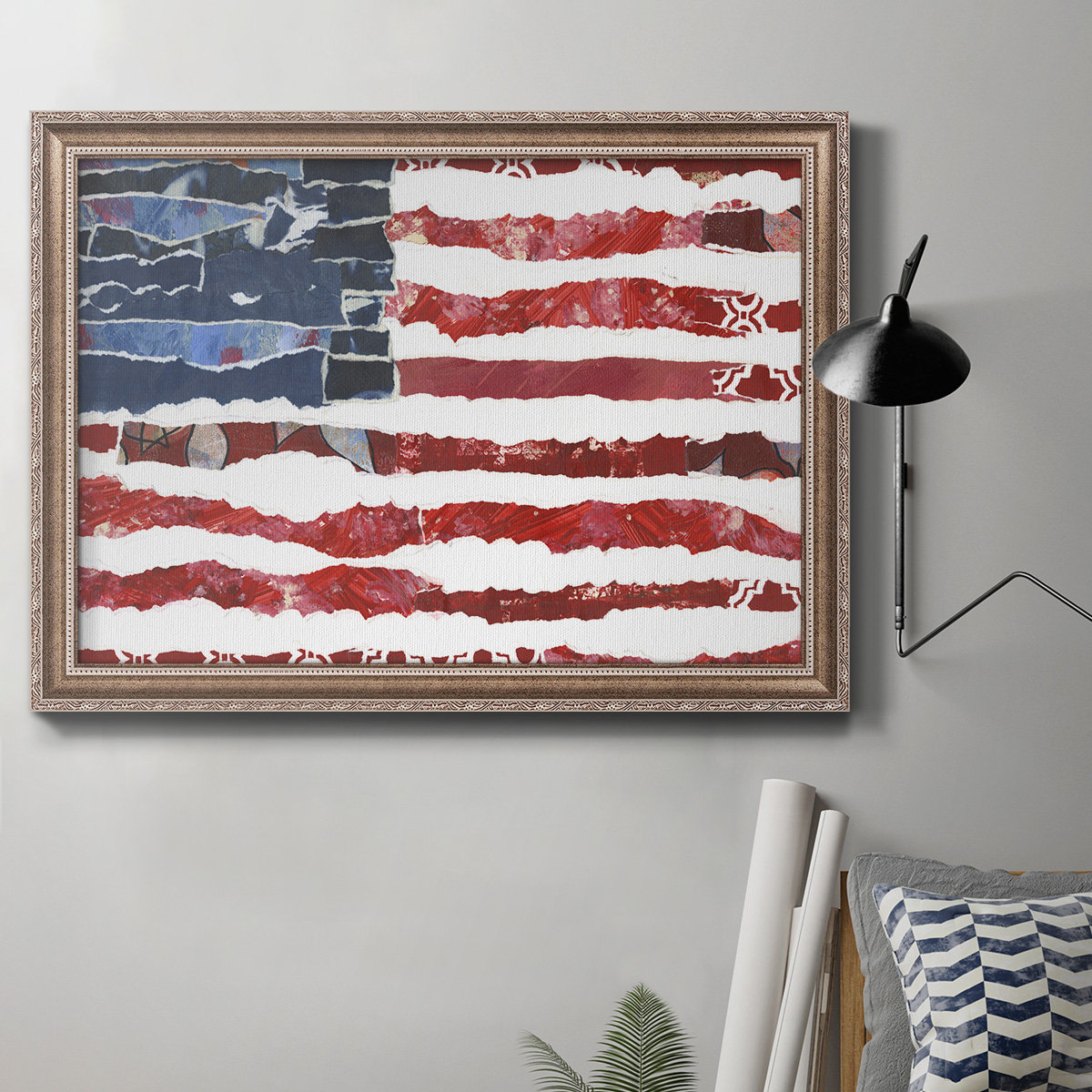 Rosalind Wheeler Patriotic Collage Flag I - Picture Frame Painting on ...