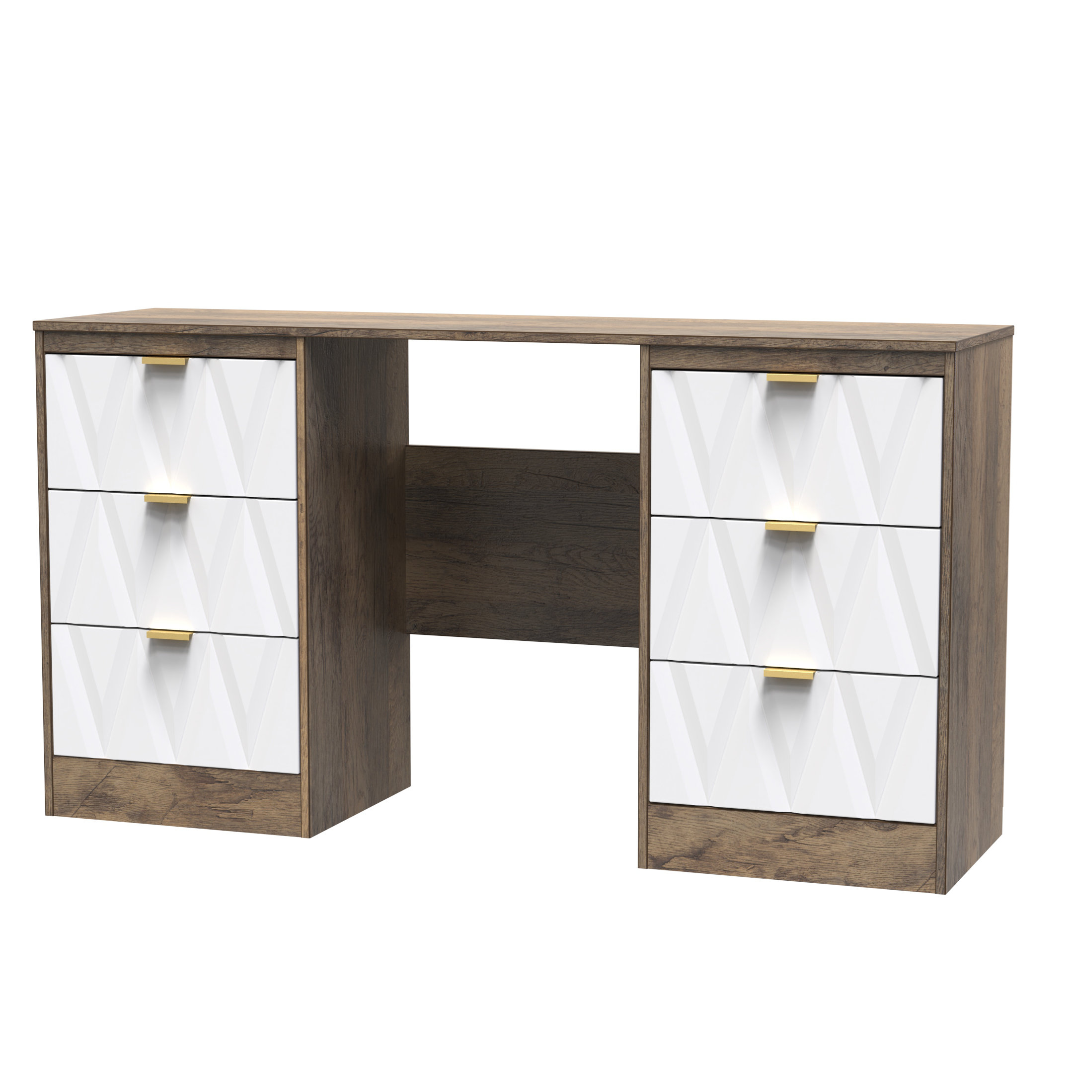 Brayden Studio Washington 6 Drawer Kneehole Desk in White Matt & Dusk ...