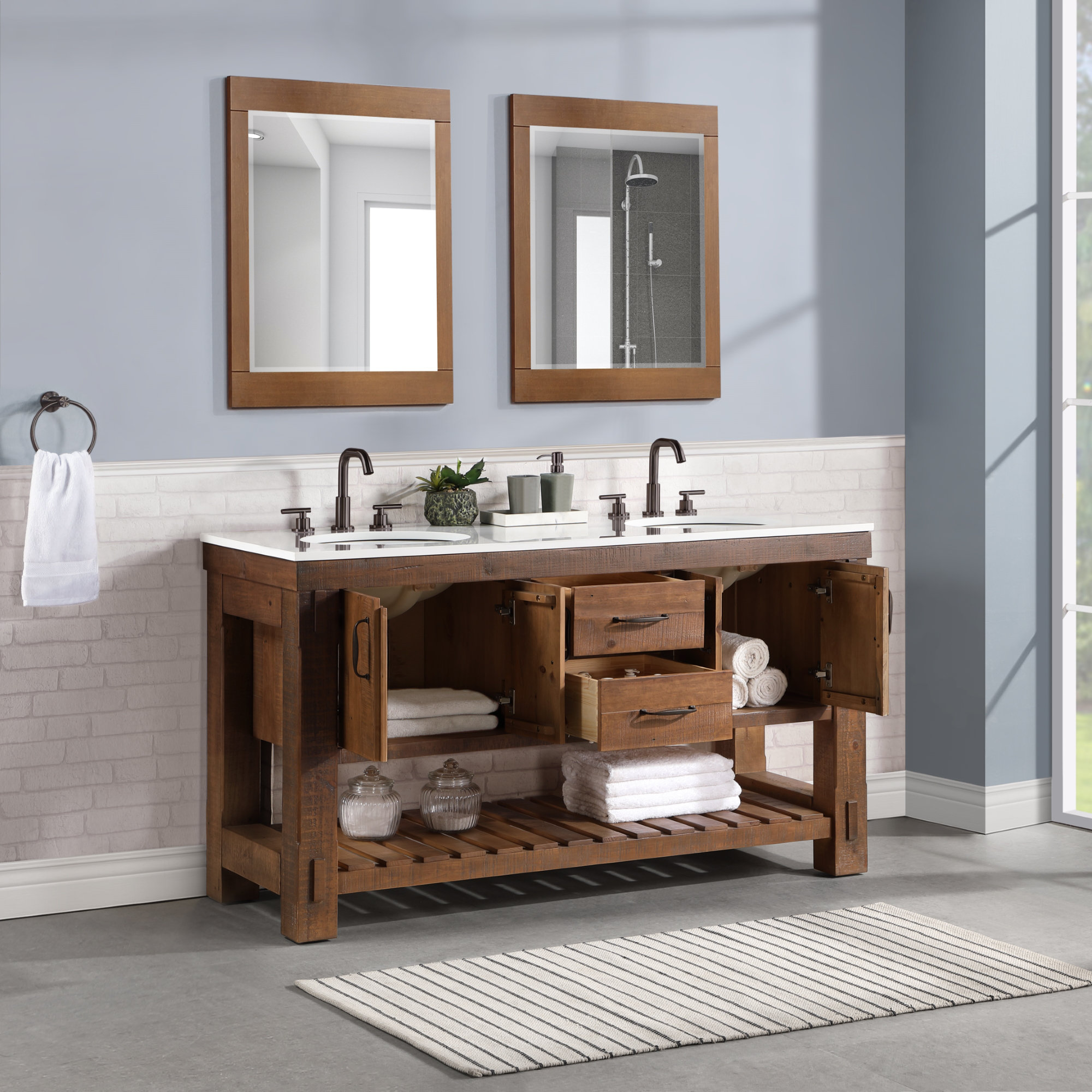 Highbury Furnishings Bromley 60 Double Bathroom Vanity With Quartz