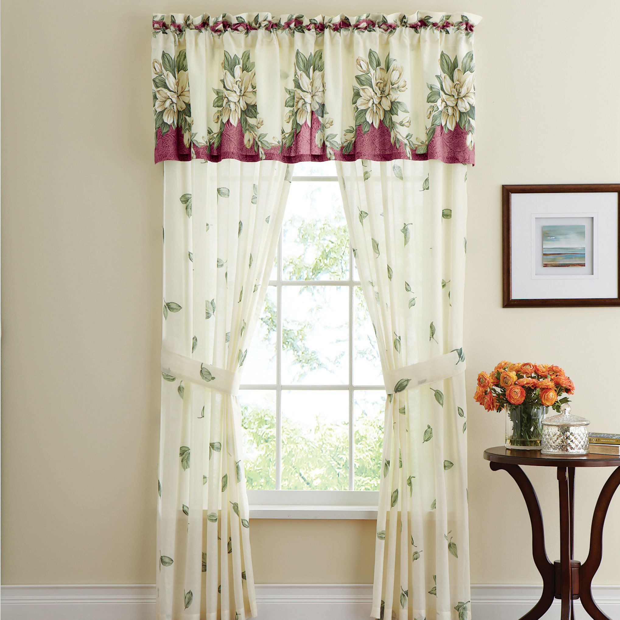 Rosalind Wheeler Monzon Magnolia Garden Floral Tab Top Single Curtain ...