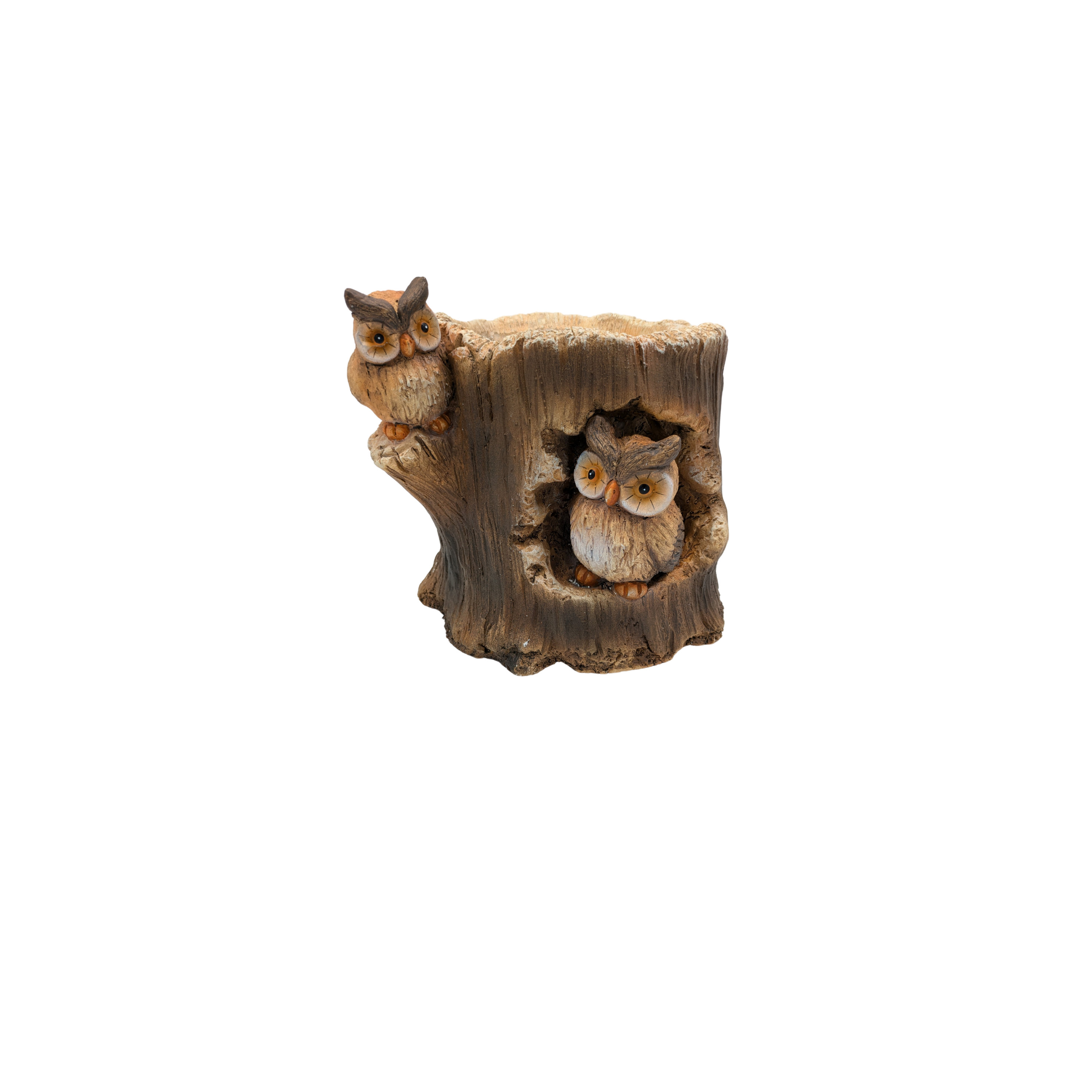 Ophelia & Co. Faux Wood Double Owl In Log Planter | Wayfair