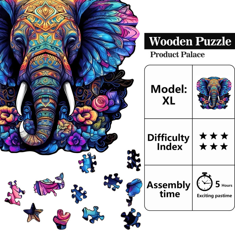 Bungalow Rose Wooden Elephant Jigsaw Puzzle | Wayfair