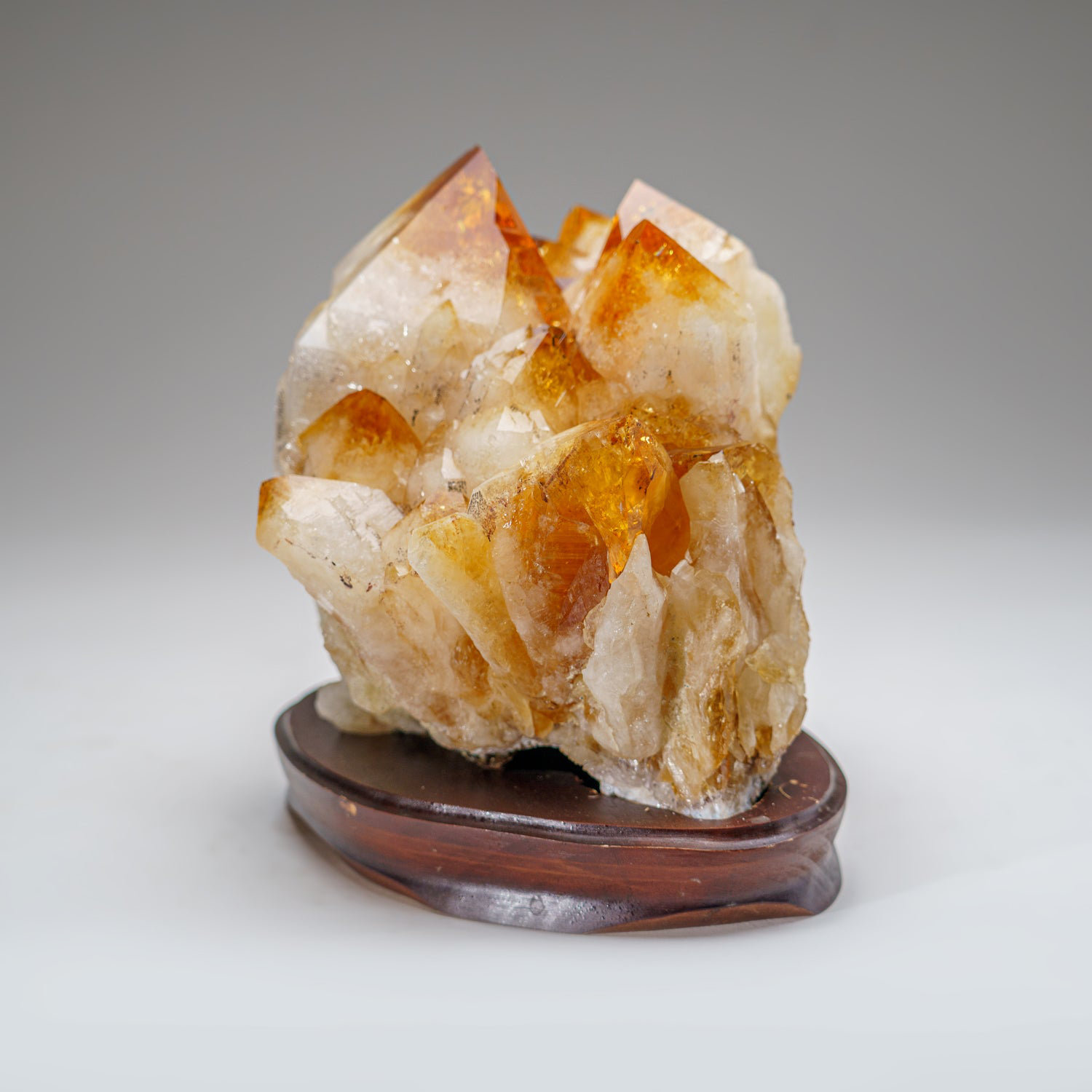 Astro Gallery of Gems Genuine Citrine Quartz Crystal Cluster on Wooden ...