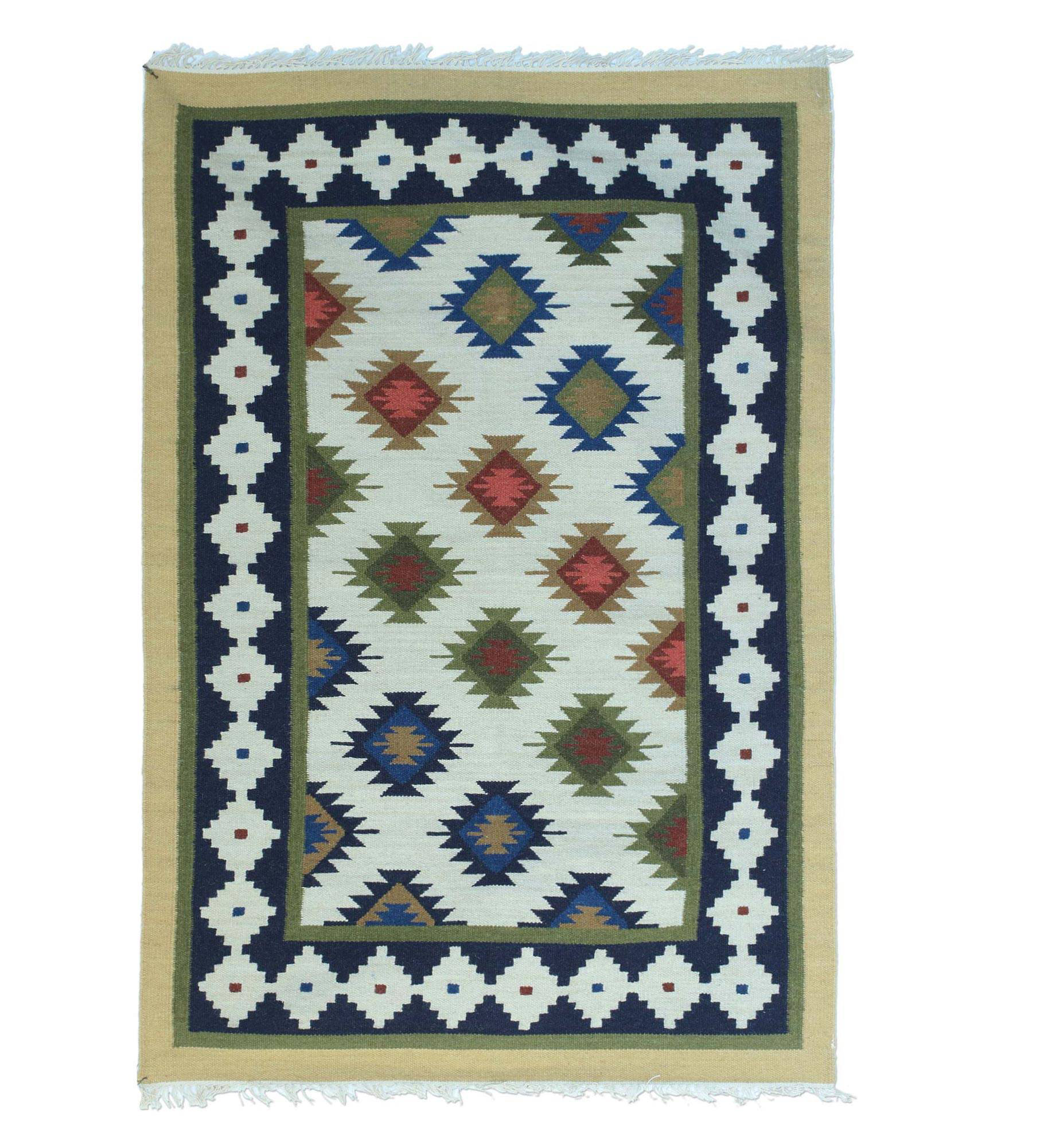 Gracie Oaks Blasingame Southwestern Handmade Tufted Wool Blue Area Rug ...