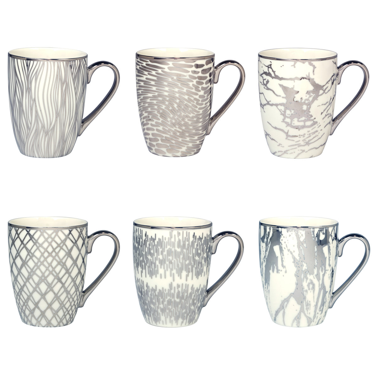 Certified International Silver Set of 6 Plated Tapered Mugs 16ox asst ...