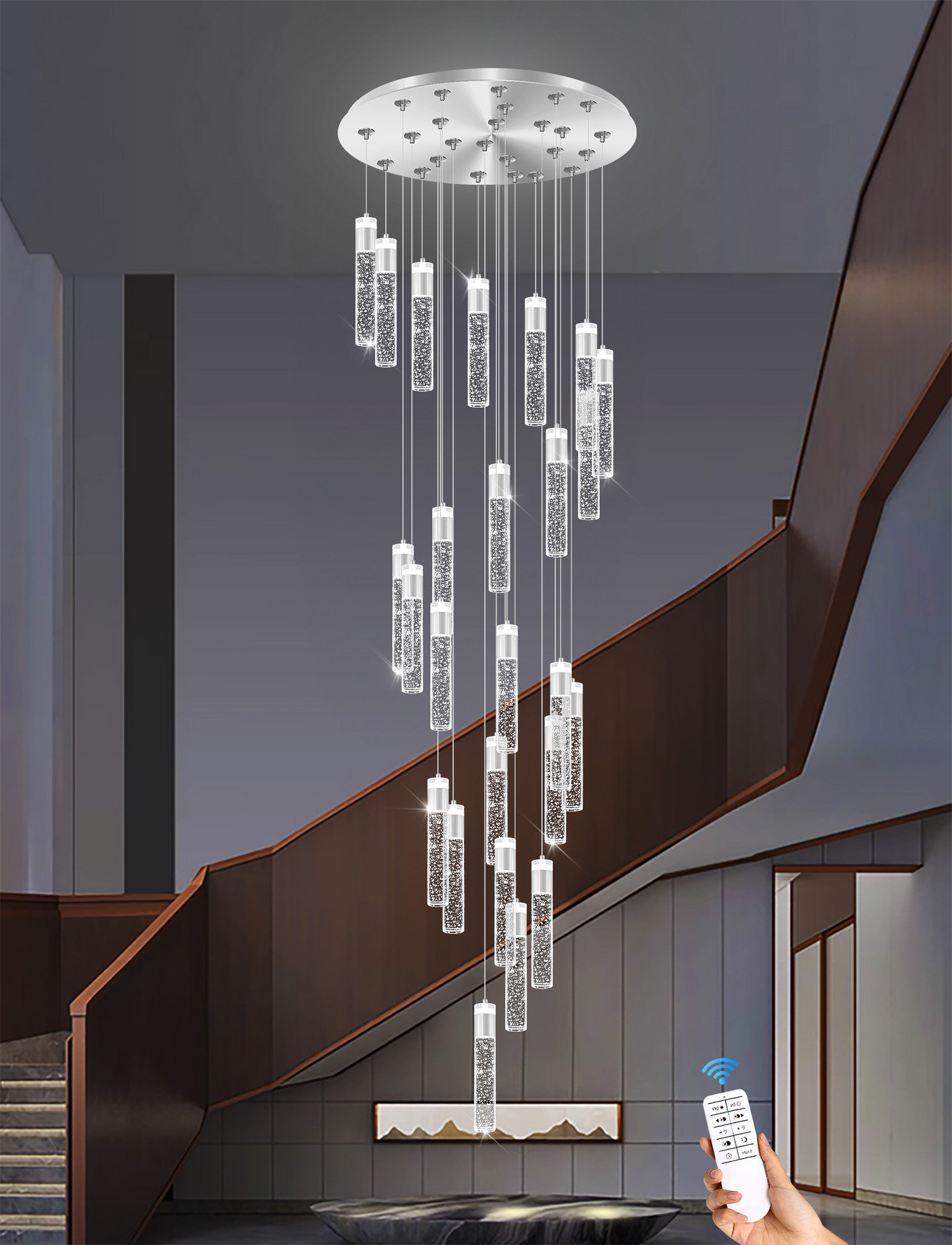 Everly Quinn Winsten 25 - Light Stainless Steel LED Cluster Pendant ...