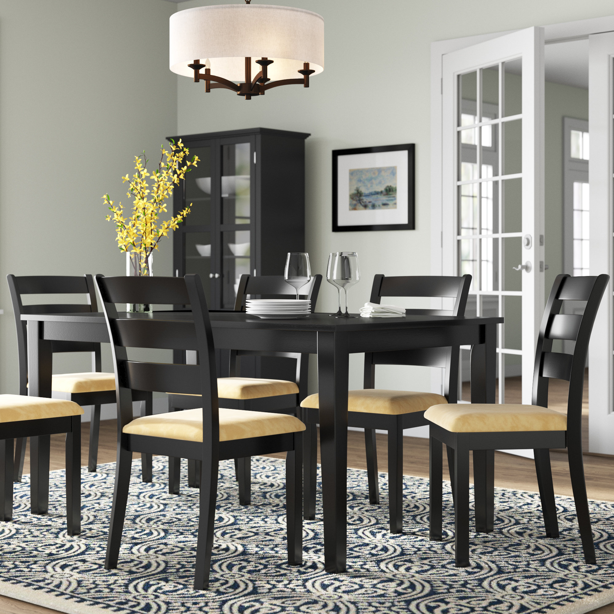Lark Manor™ Alexa-Mae 6 - Person Rubberwood Solid Wood Dining Set ...
