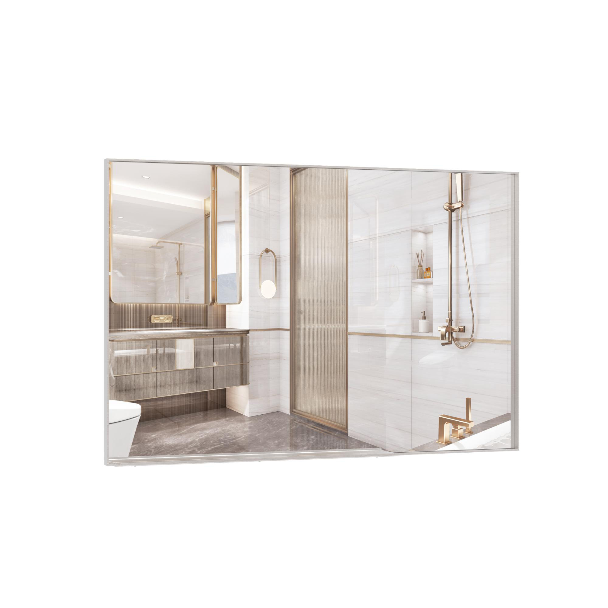 Ivy Bronx Oversized Modern Rectangle Bathroom Mirror with Frame ...