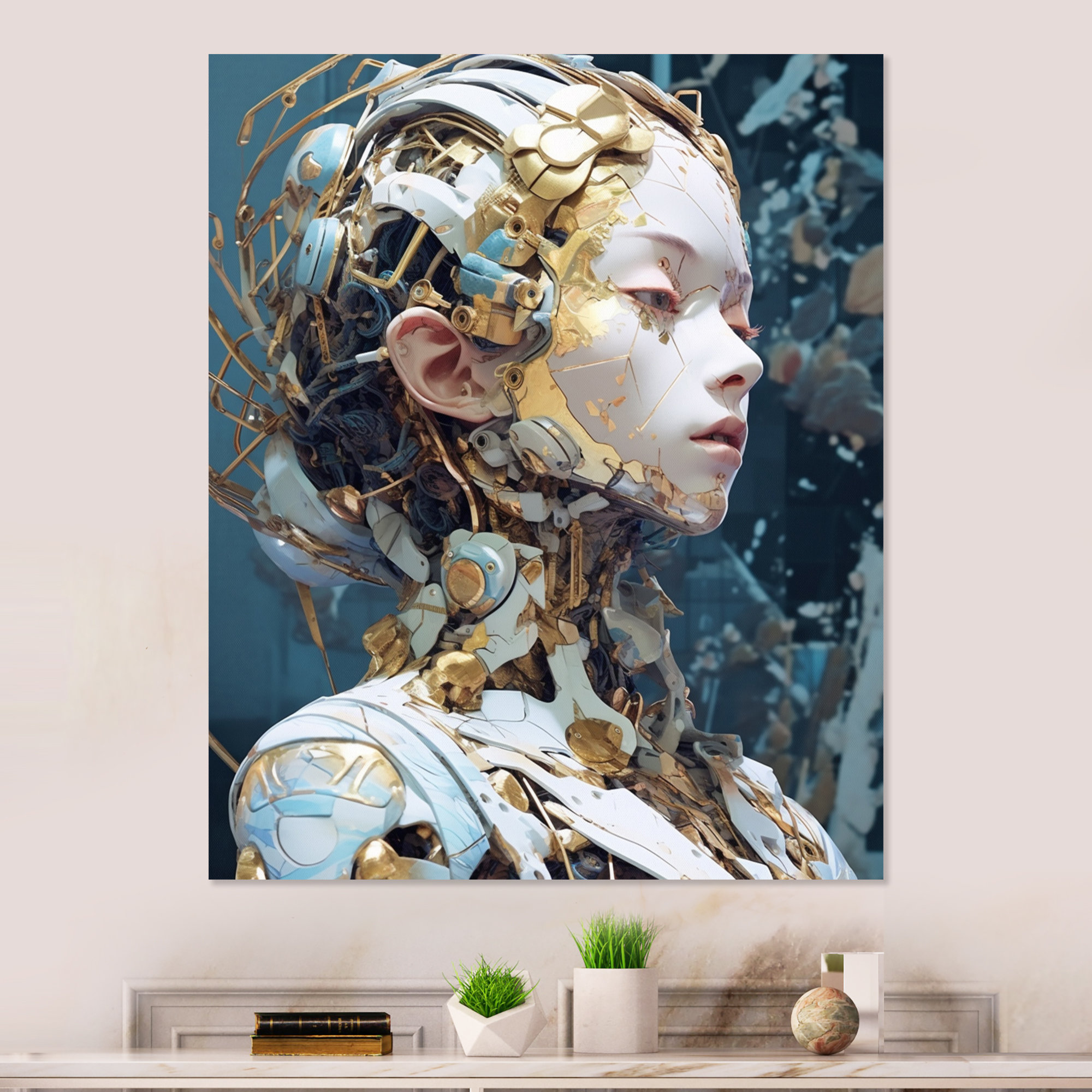 Winston Porter Female Robot II - Robot Metal Wall Art Living Room | Wayfair