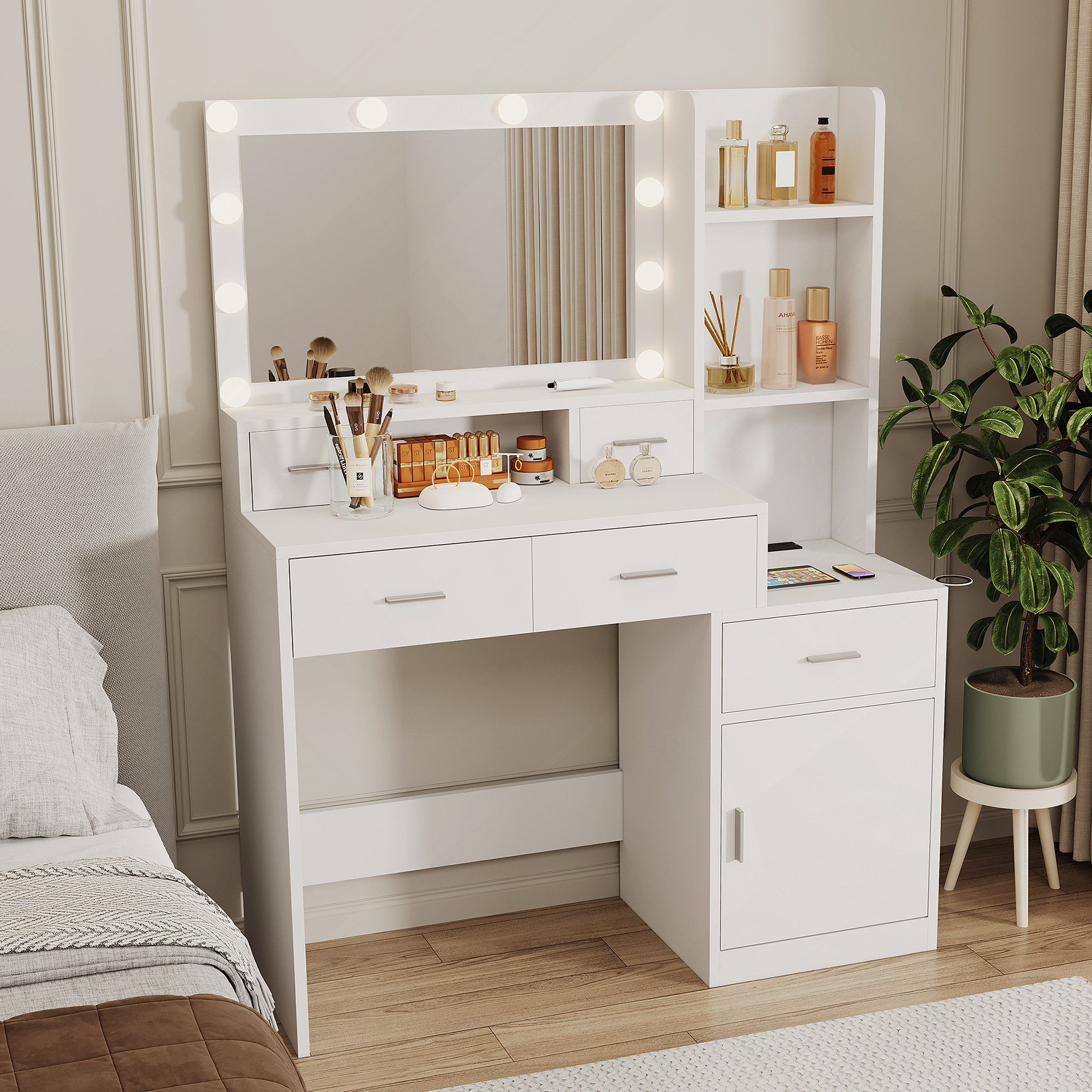 Latitude Run® Newly designed smart mirror dressing table with drawers ...