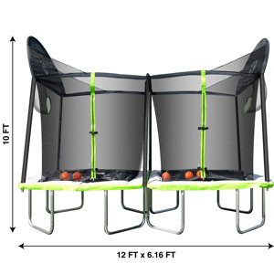 TruJump Battle Ball 12' Rectangle Trampoline with Safety Enclosure ...