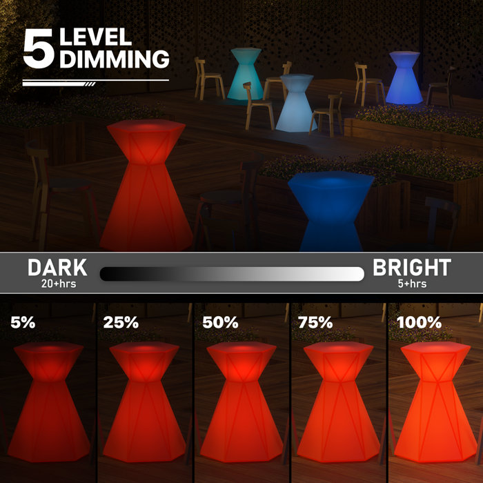 Corrigan Studio® Outdoor LED Table 16 Colors Changing LED Light Up Bar ...