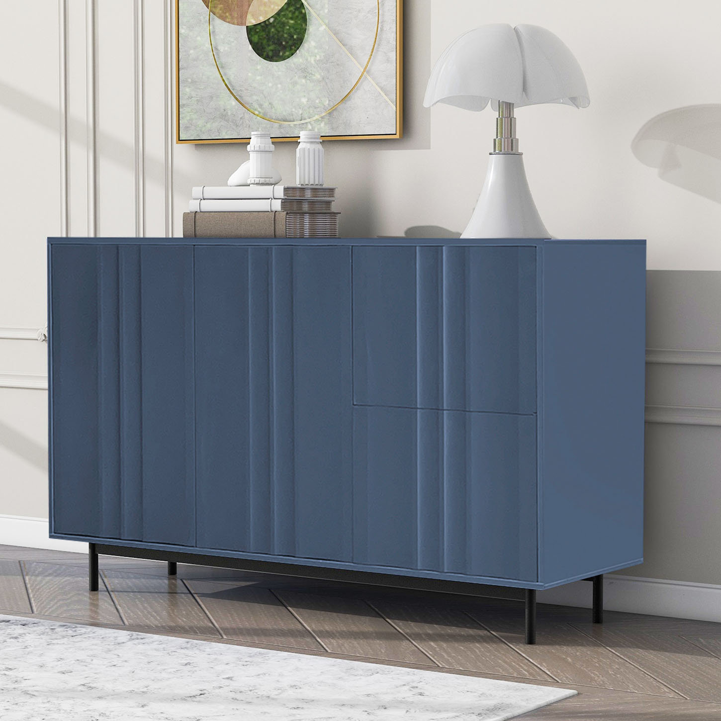 Latitude Run® Wave Pattern Storage Cabinet With 2 Doors And 2 Drawers ...