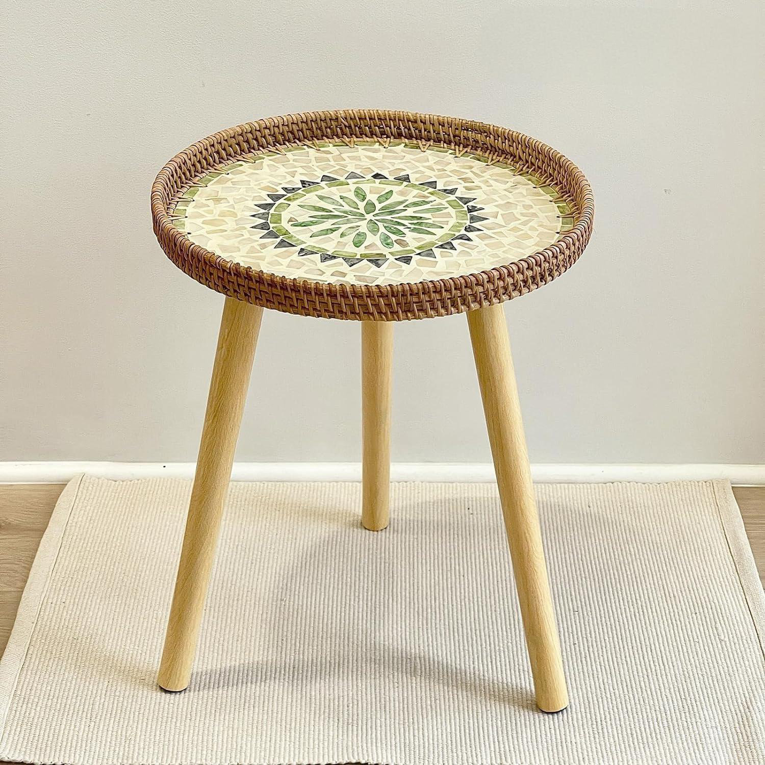 Dovecove Triangular Base Rattan Side Table - Detachable Legs ...