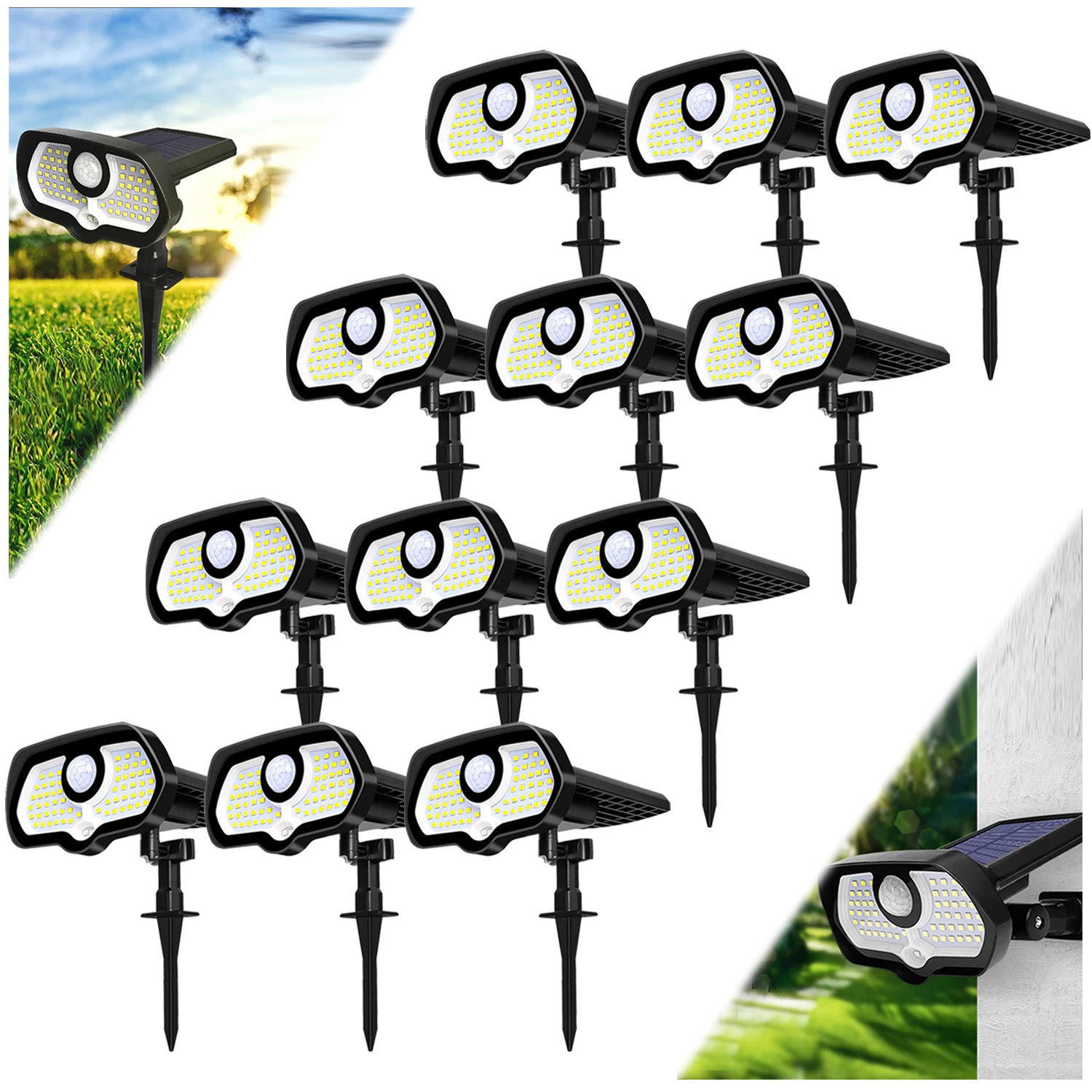 Exgreem Black Low Voltage Solar Powered Integrated LED Spot Light Pack ...