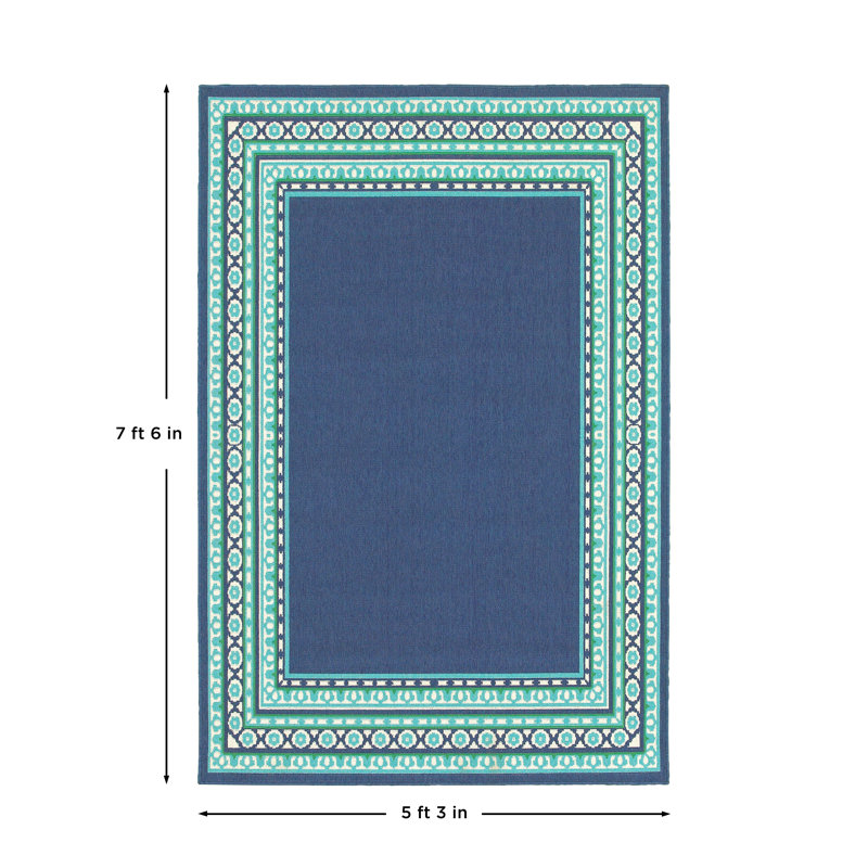 Lark Manor™ Deltana Teal/Blue/Green/White Indoor / Outdoor Area Rug ...