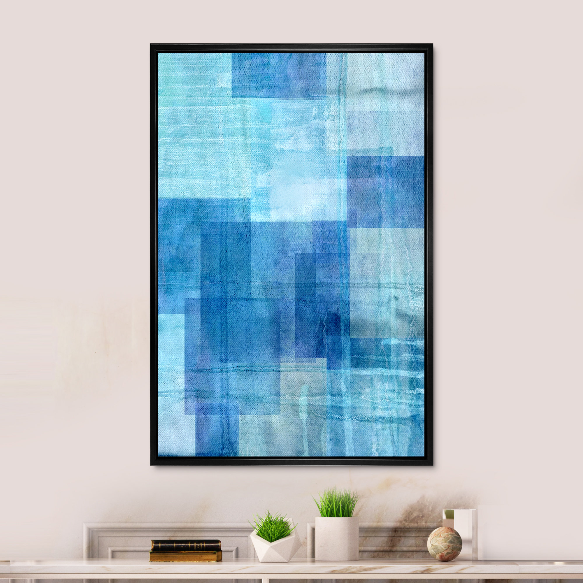 17 Stories Grey And Blue Modern Art II 2PT47708 | Wayfair