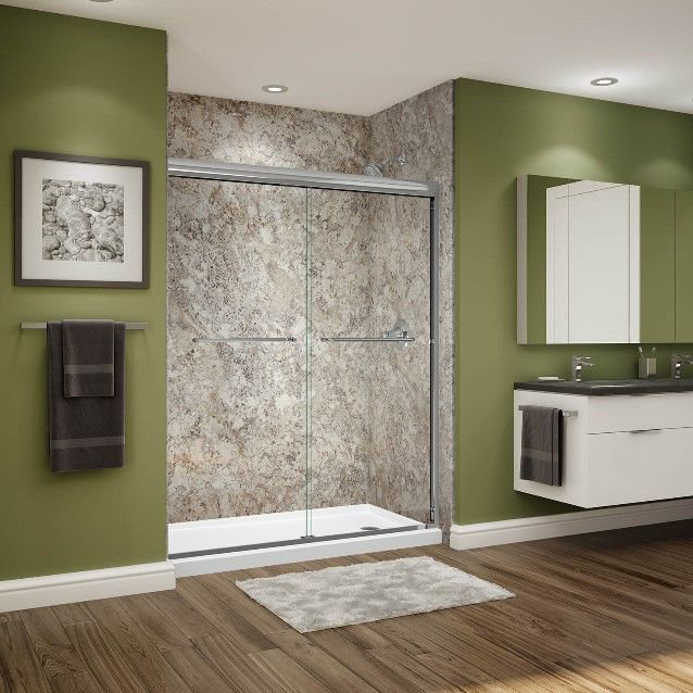 Avora Bath Smooth Tuscan Marble Acrylic Alcove Shower Walls | Wayfair