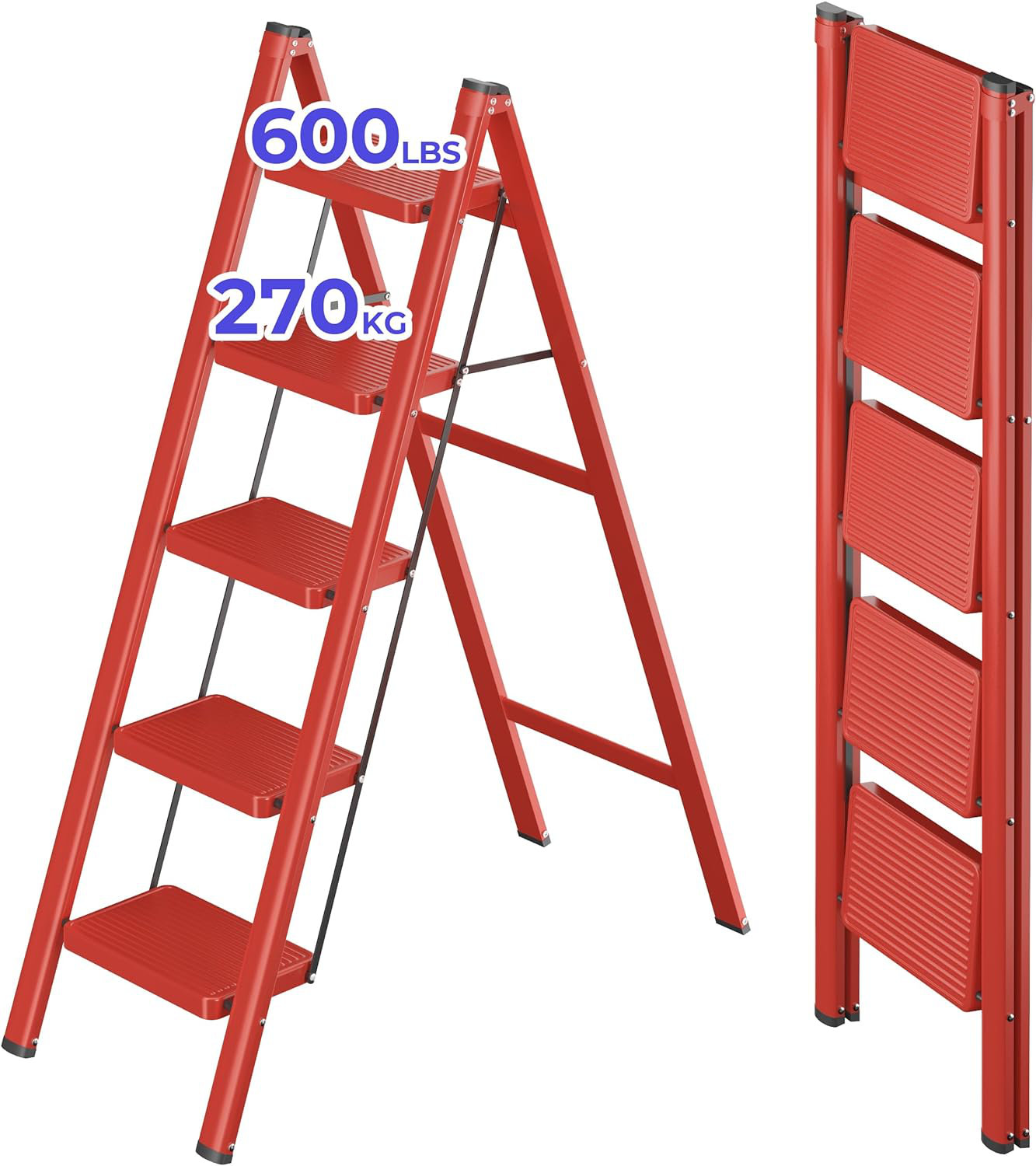 WFX Utility™ The 5 Step Ladder,Lightweight Folding Step Stool with Anti ...