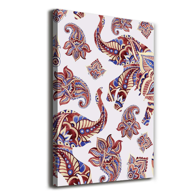 Latitude Vive Ethnic Elephant Patterns - Wrapped Canvas Art Prints ...