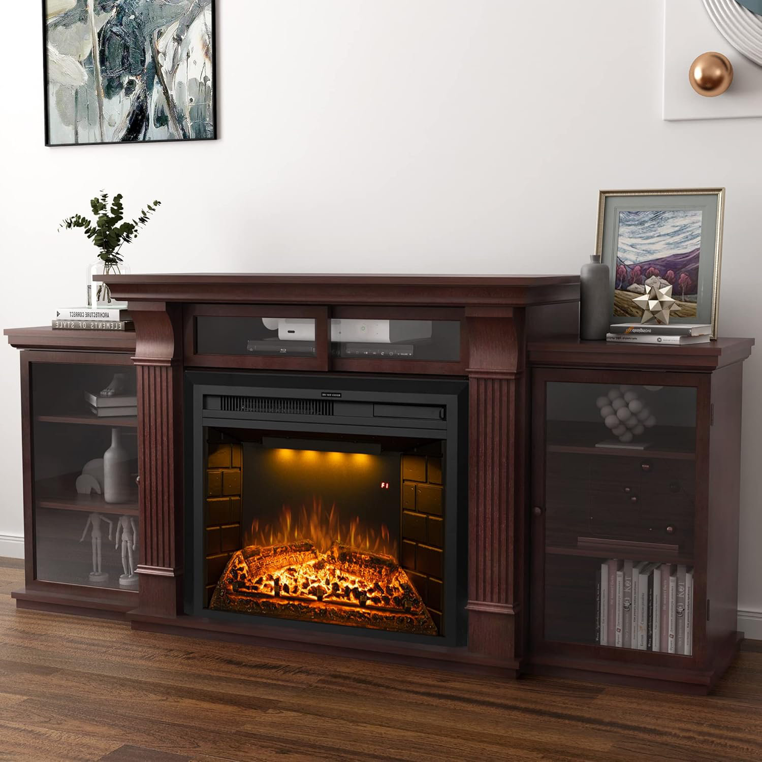 Lark Manor™ 67" Wood TV Stand With Electric Firepalce | Wayfair