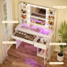 Wrought Studio™ Makeup Vanity Desk With Lights, See-through Desktop ...
