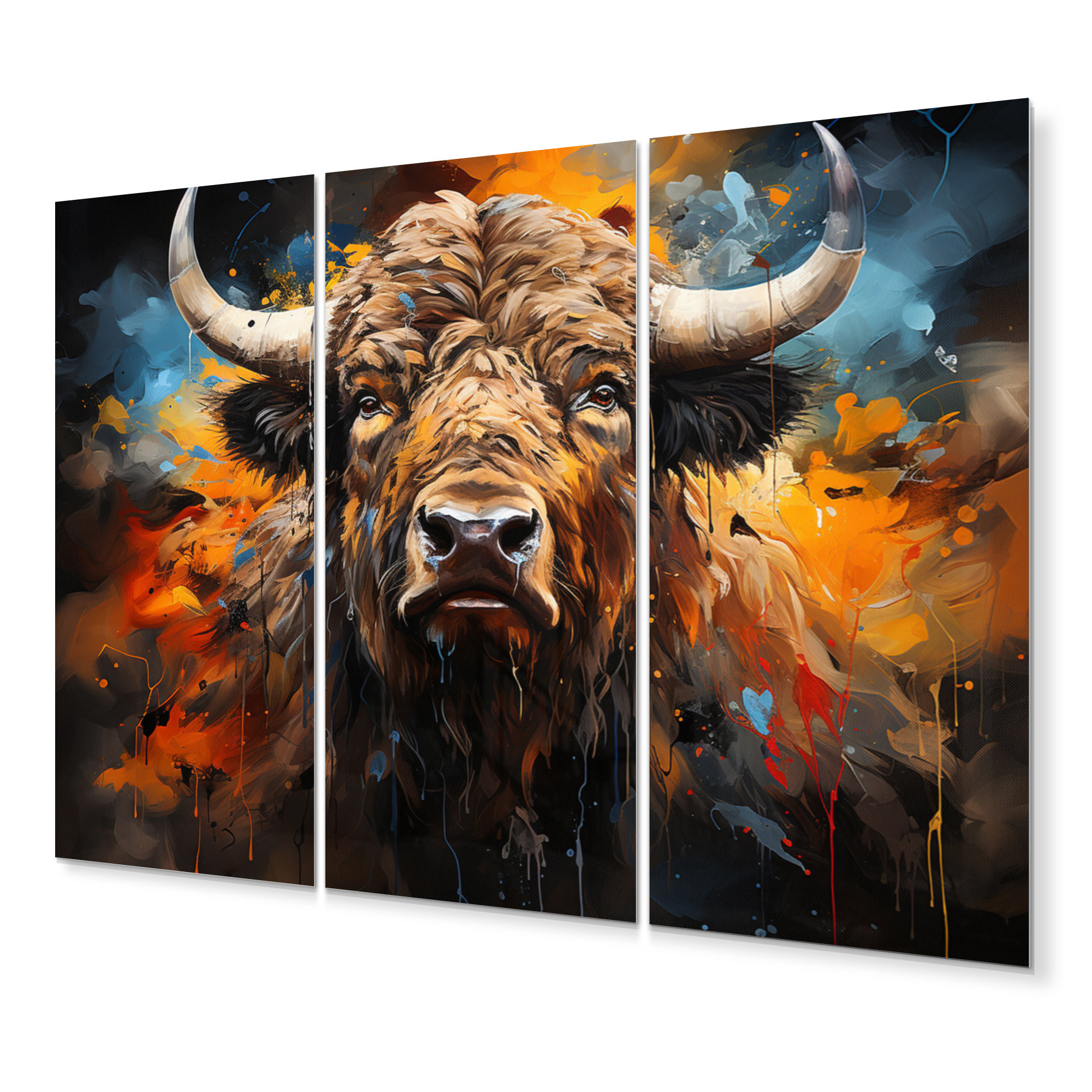 Design Art Buffalo Majestic Bison Collage - Animals Metal Wall Decor ...