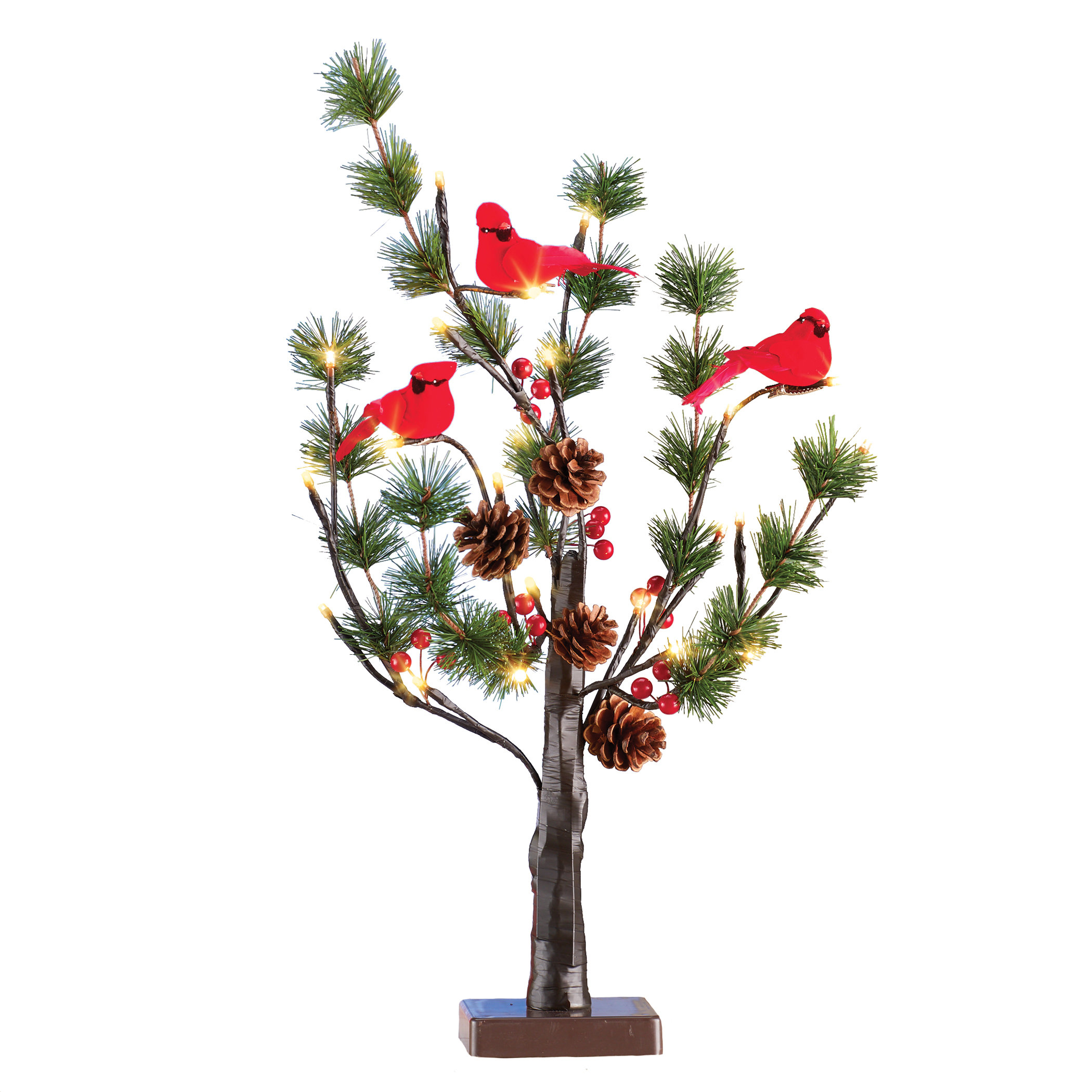 The Holiday Aisle® LED Artificial Cardinal Tabletop Pine Tree | Wayfair