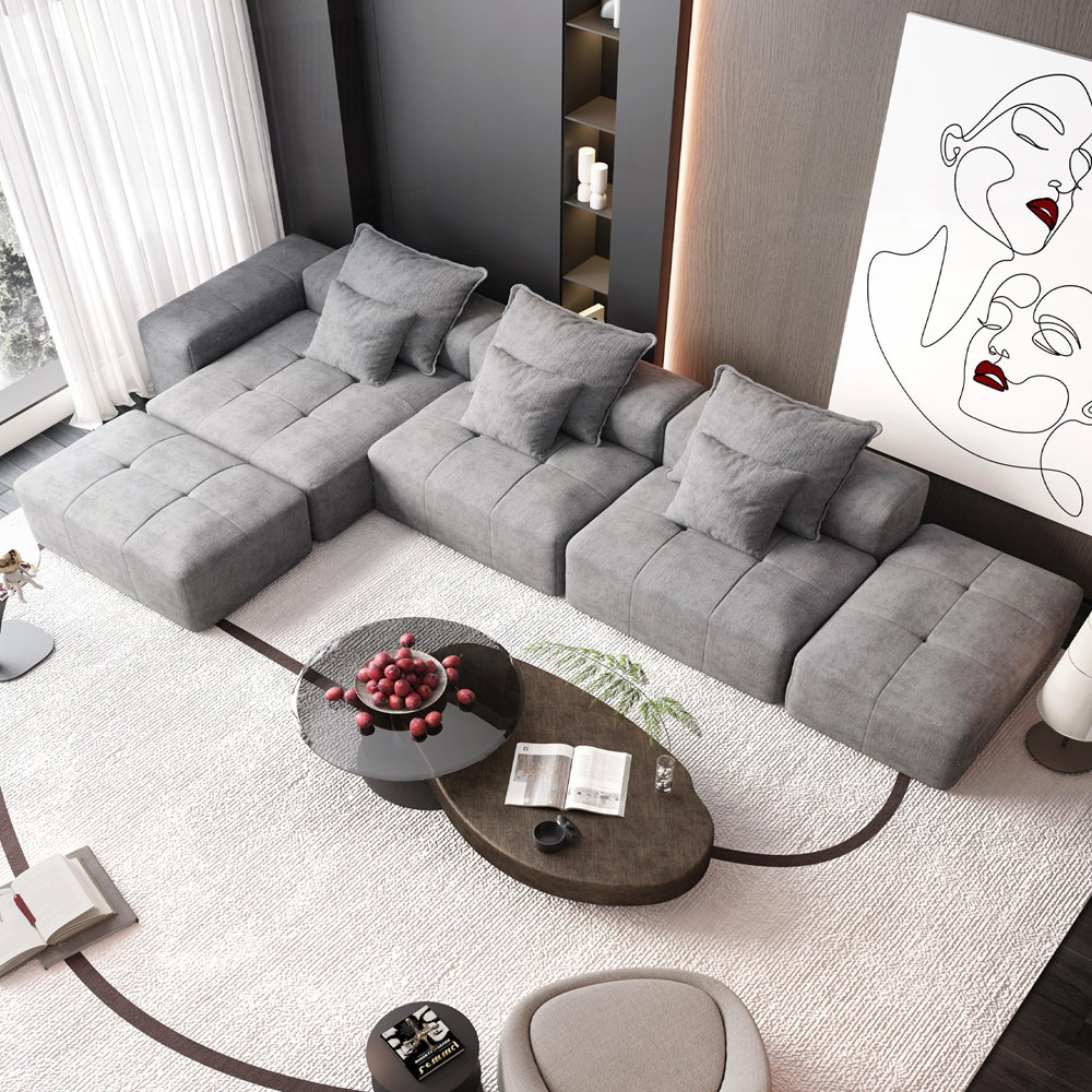 Hokku Designs Oversized Modular Sectional Sofa with Soft Cushions and ...