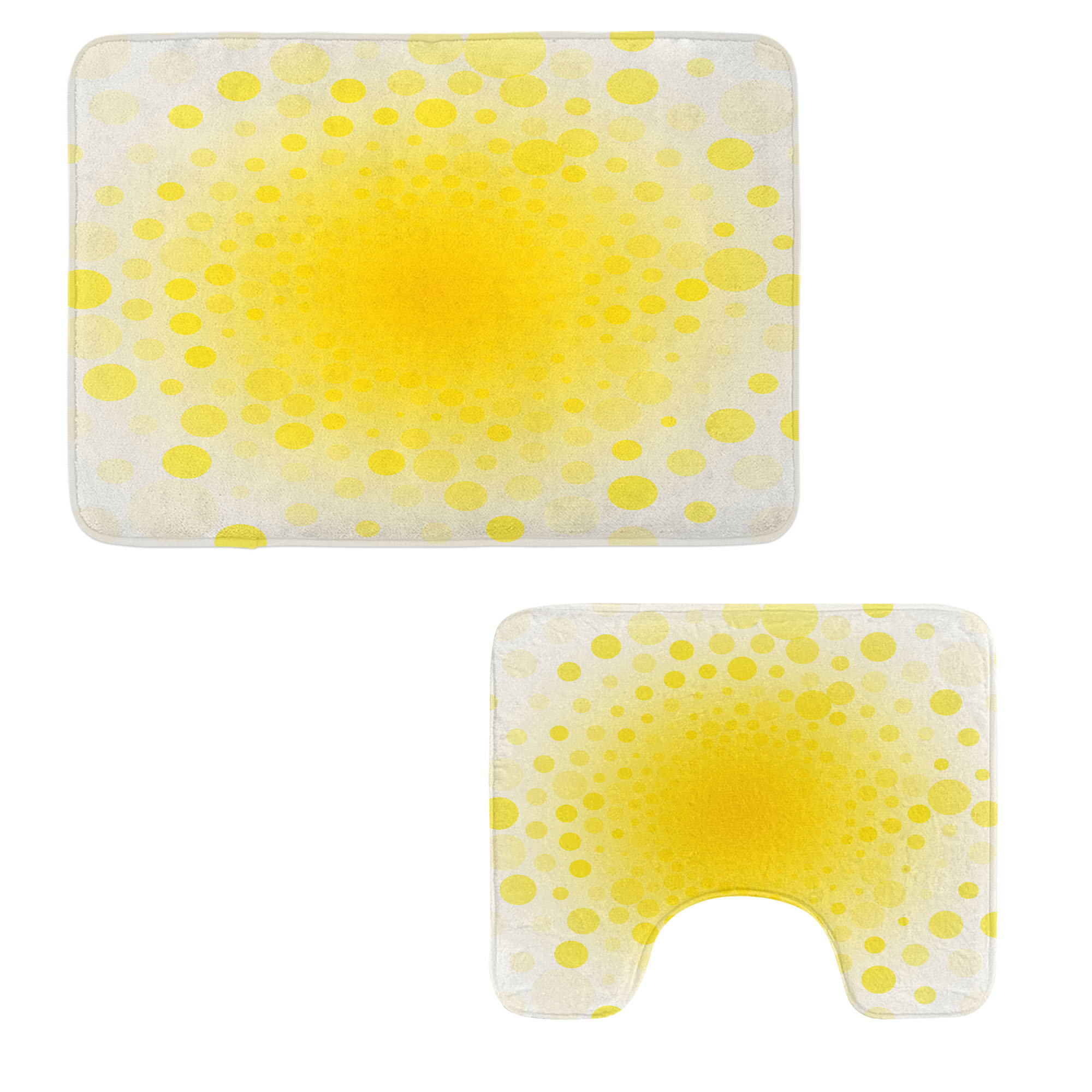 East Urban Home Yellow Bathroom Rug Set 2 Pieces Rectangle & Contour ...