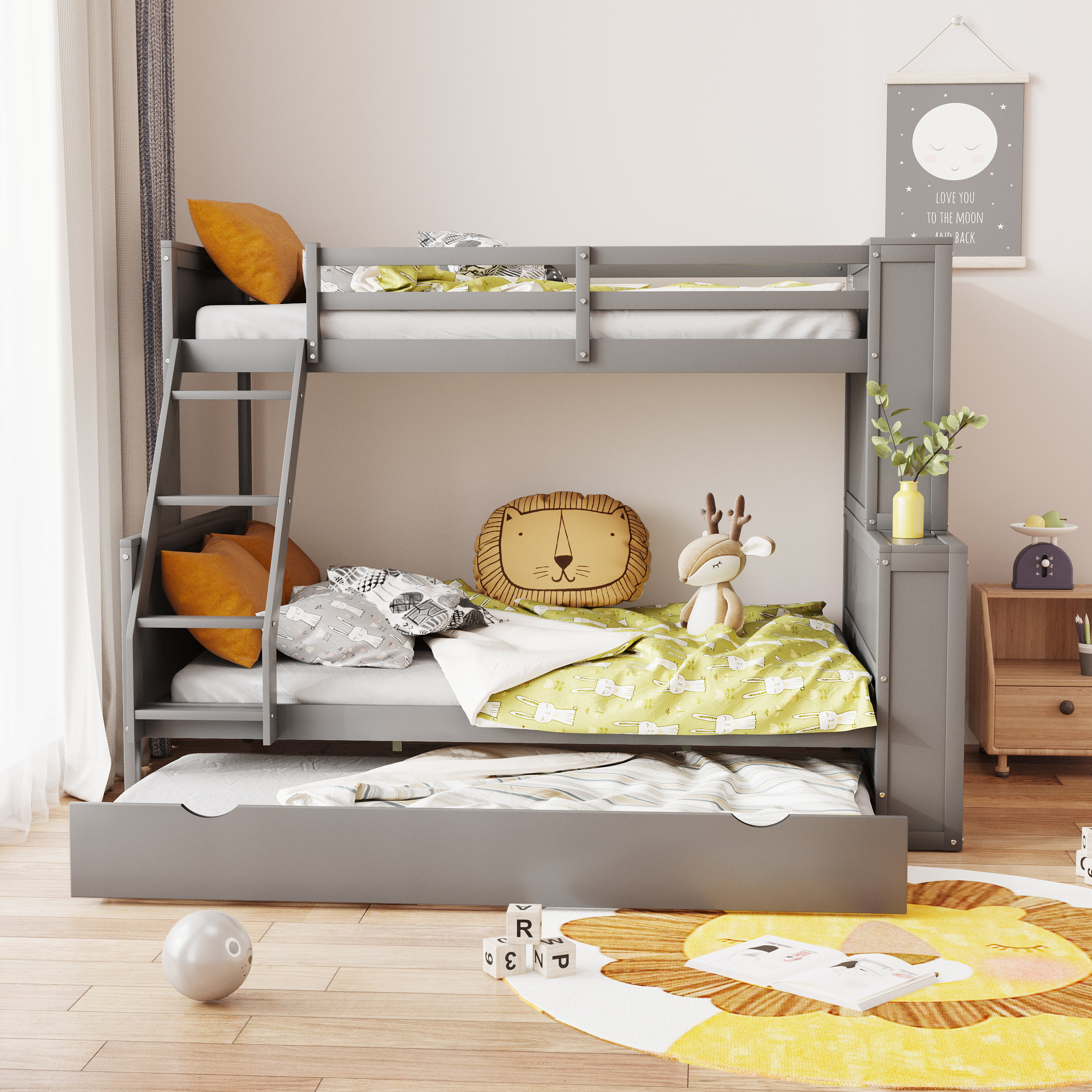 Harriet Bee Gareld Twin over Full Bunk Bed with Bookcase by Harriet Bee ...