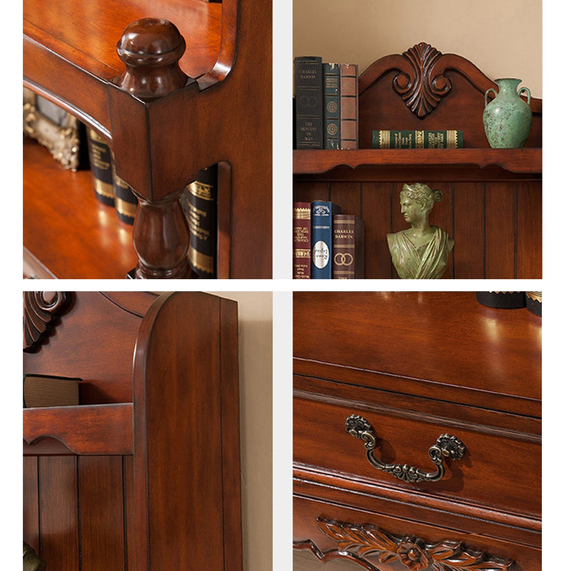 Romero European Style Solid Wood Carved Bookcase Bookcase | Wayfair