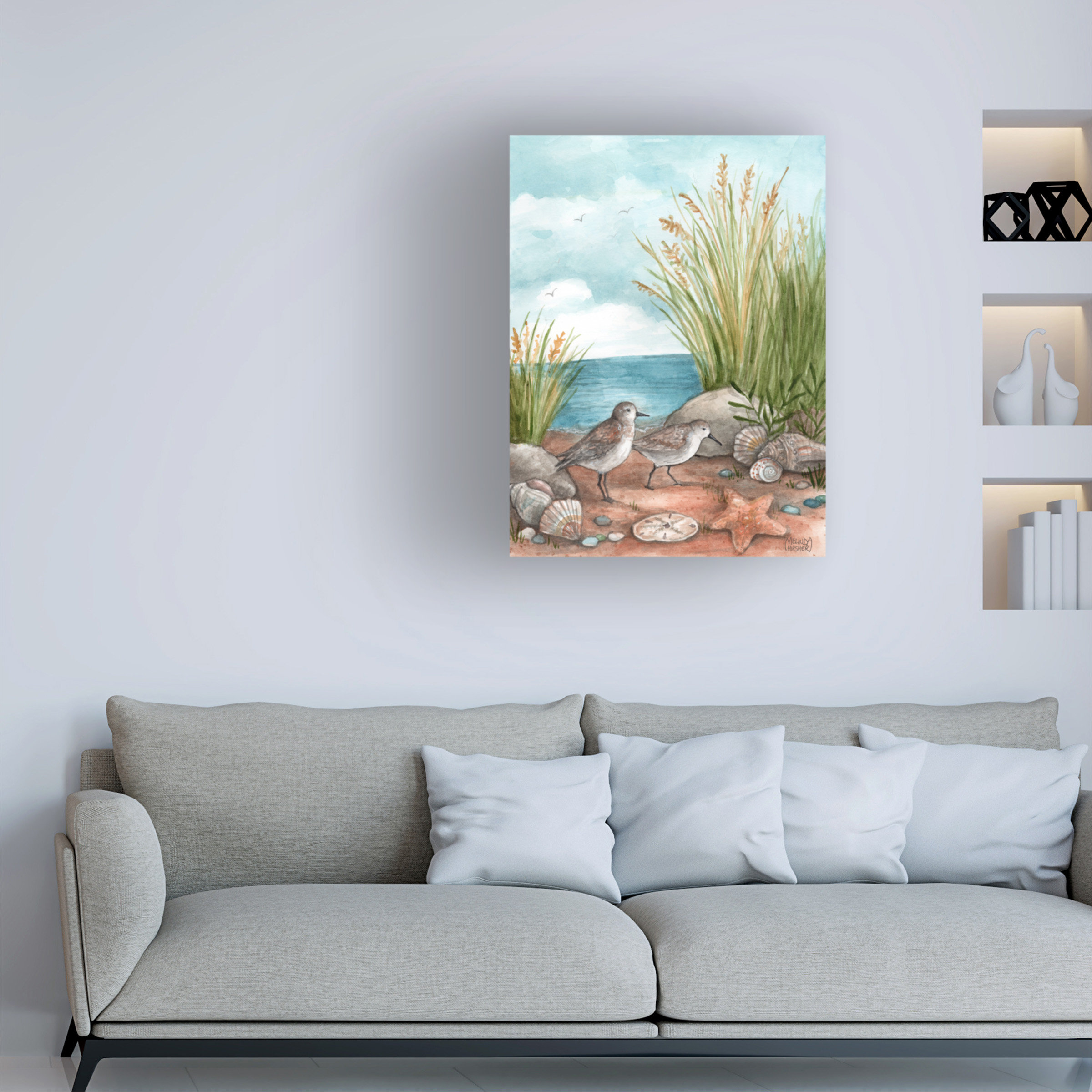 Ebern Designs Melinda Hipsher Coastal Sandpipers On Shore Canvas Art ...
