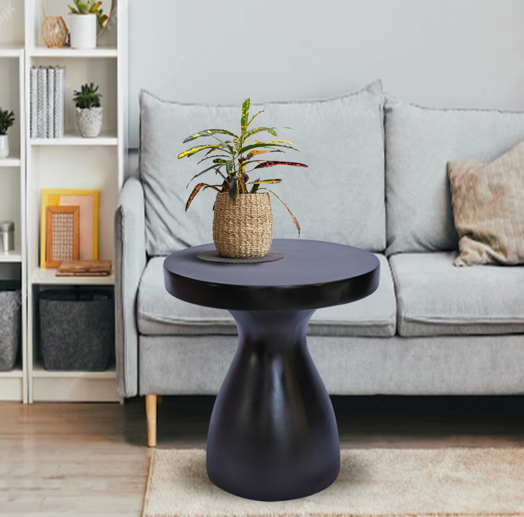 Ebern Designs Round Side Table, Concrete Funnel Table Garden Decorative ...