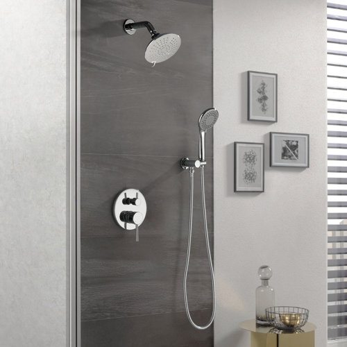 RBROHANT 6" Complete Shower Combo Set, 5 Functions Solid Brass Shower ...