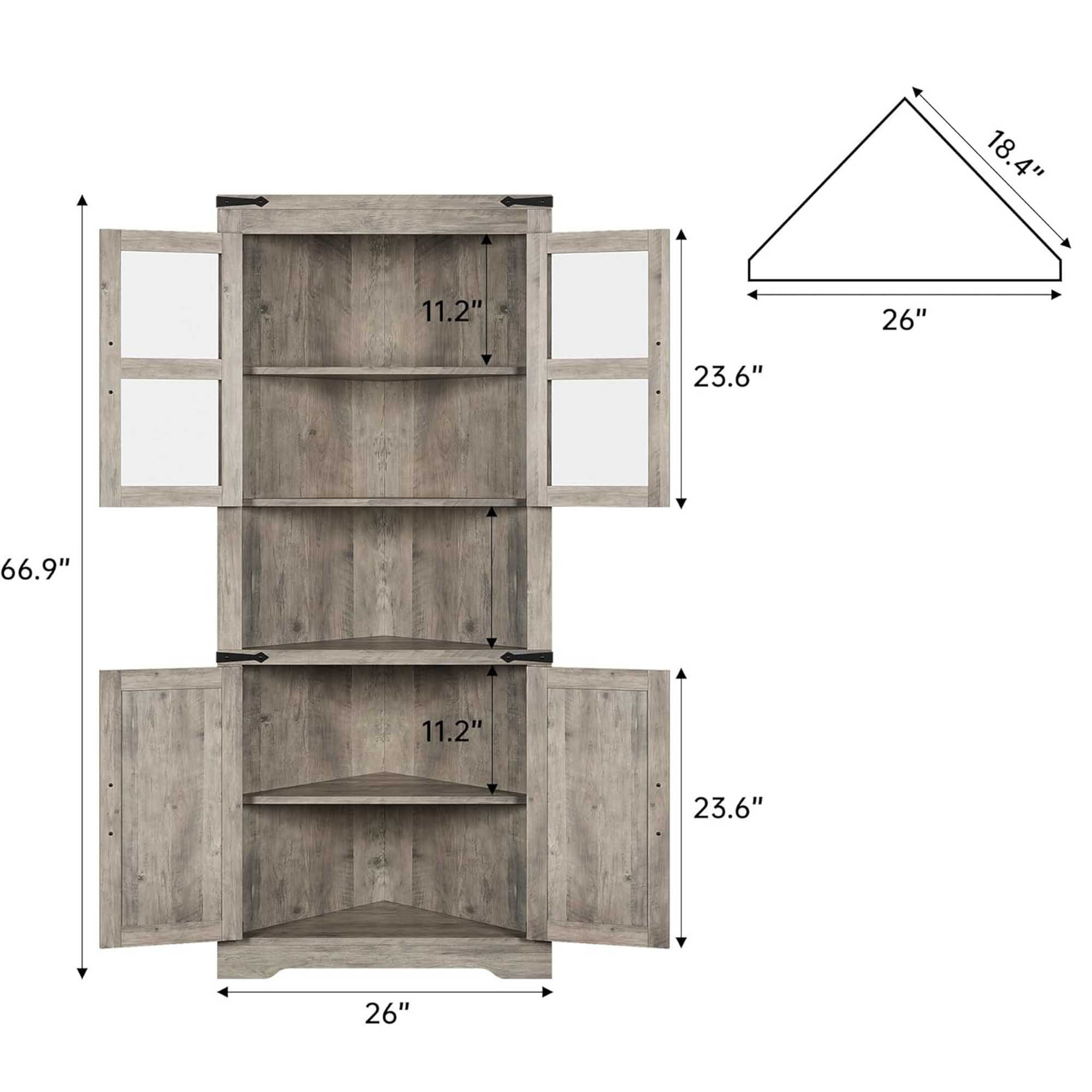 Rosalind Wheeler Farmhouse Corner Cabinet, Tall Corner Storage Cabinet ...