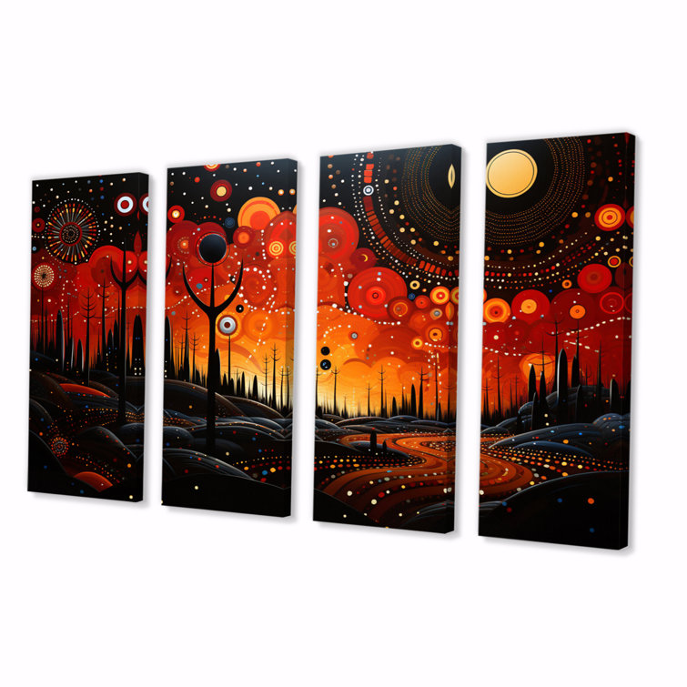 DesignArt African Tribal Rhythms Pointillism II On Canvas 4 Pieces ...