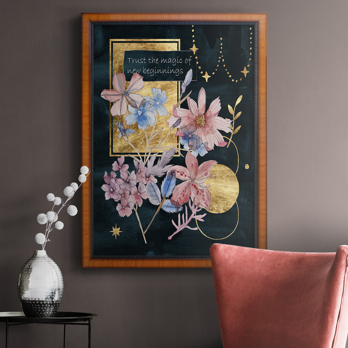 Red Barrel Studio® Moonlight Flowers IV Premium Framed Canvas - Ready ...