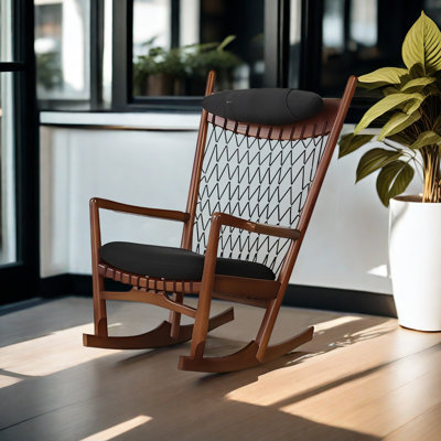 VIBORZ Modern Upholstered Solid Wood Rocking Chair Solid Wood Rocking ...