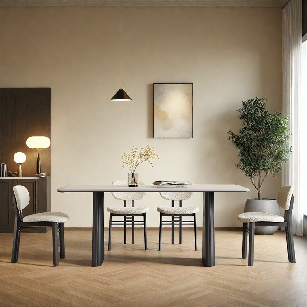 A Zoetic Home White matte tabletop solid wood dining table set | Wayfair