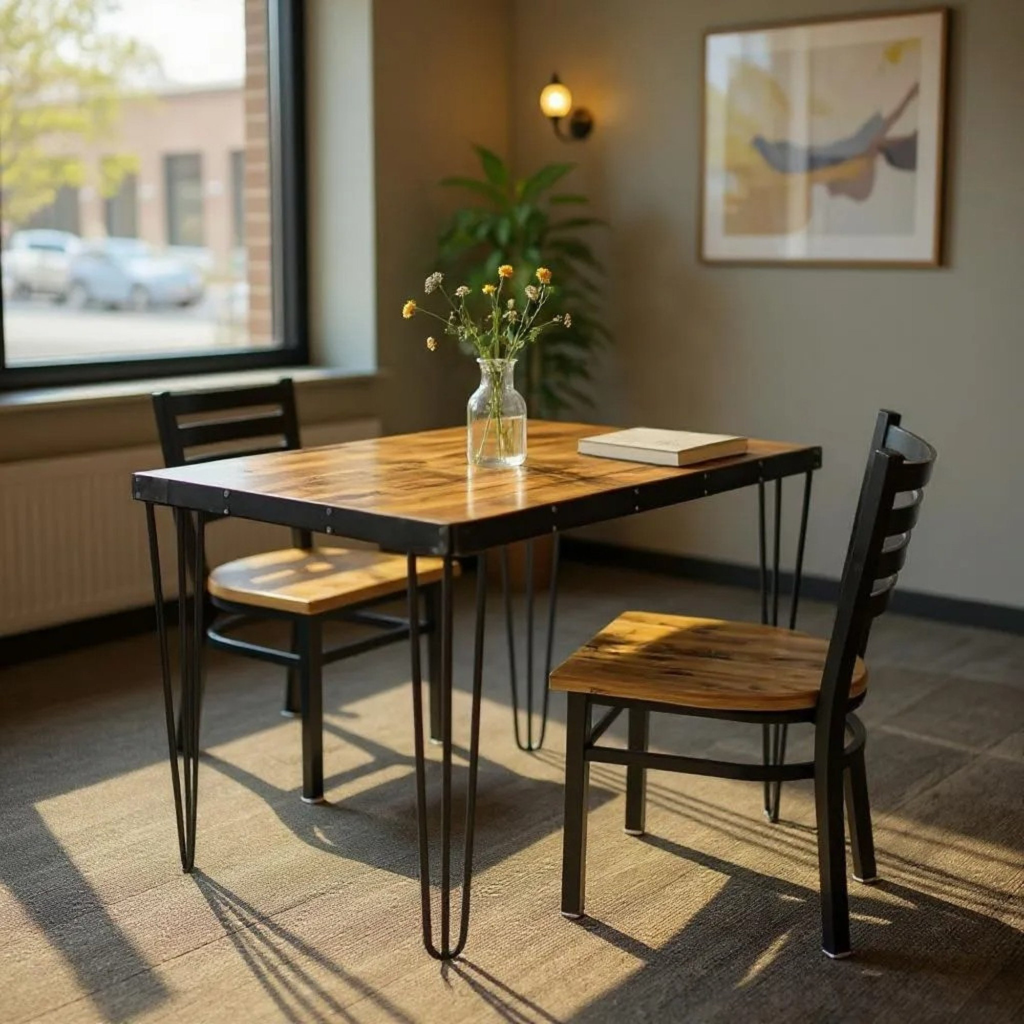 Heirloum Industrial Farmhouse Loftline Dining Set With 2 Chairs | Wayfair