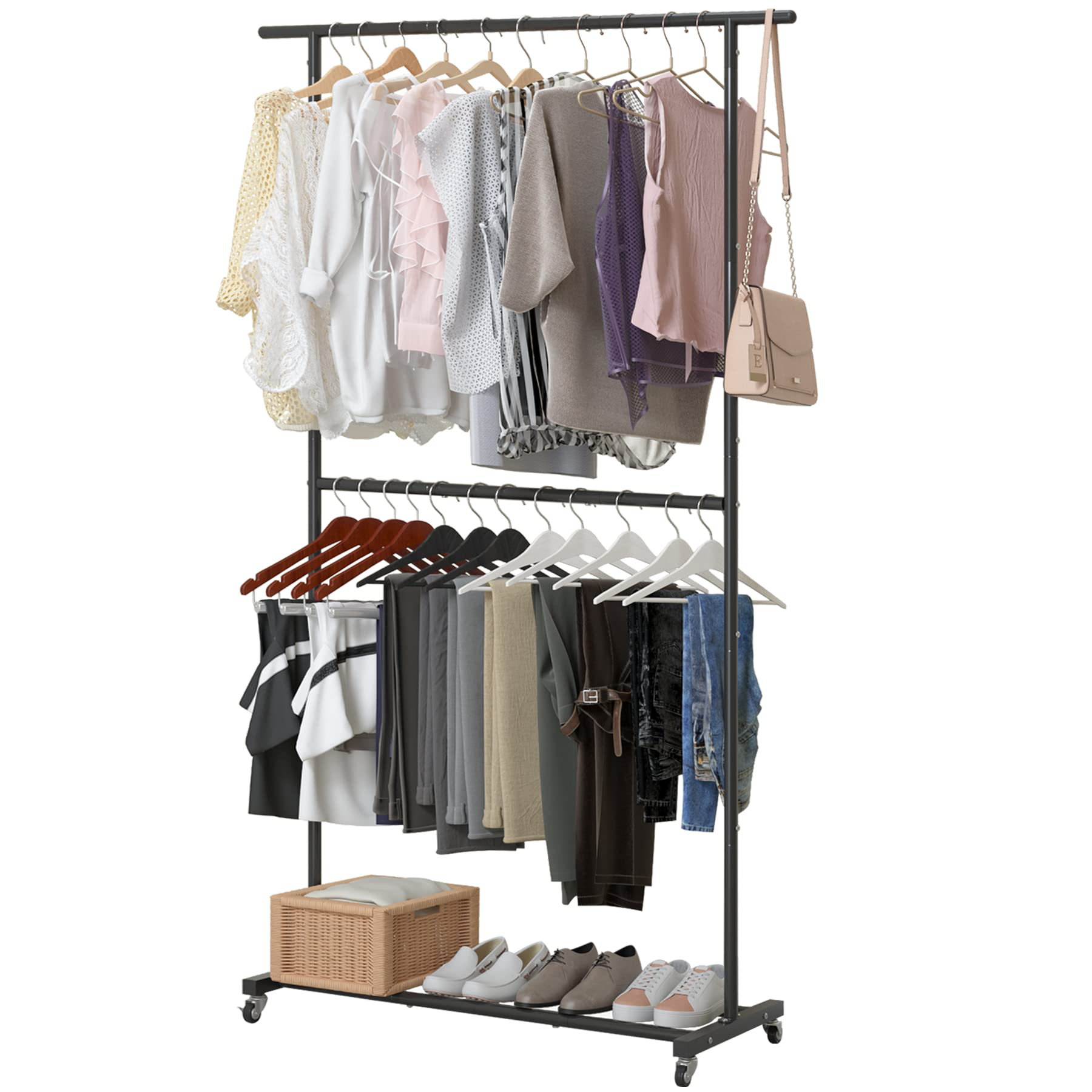 Rebrilliant Margaretjo Metal Rolling Clothes Rack | Wayfair