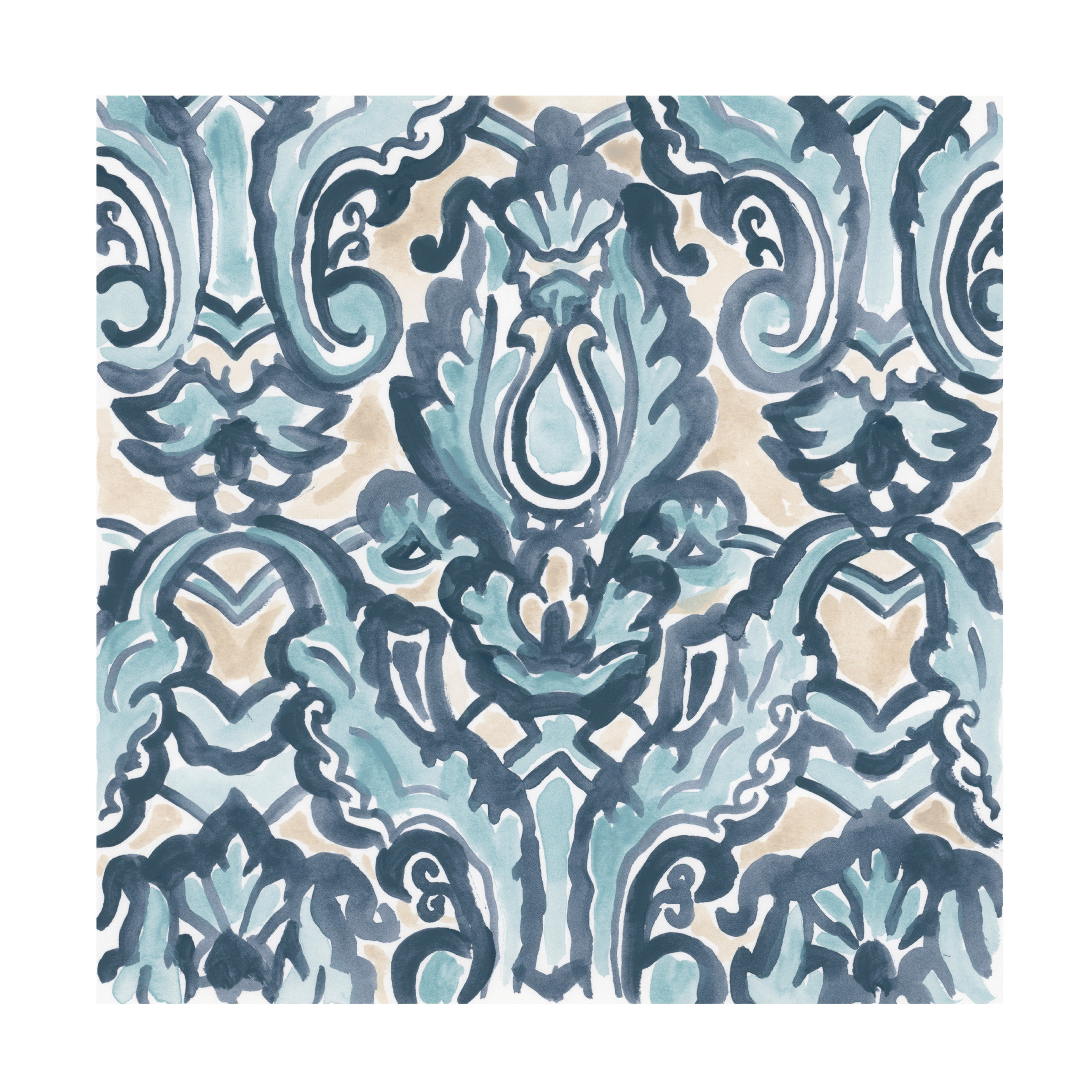 Winston Porter June Erica Vess 'Blue and Khaki Motif III' Canvas Art ...