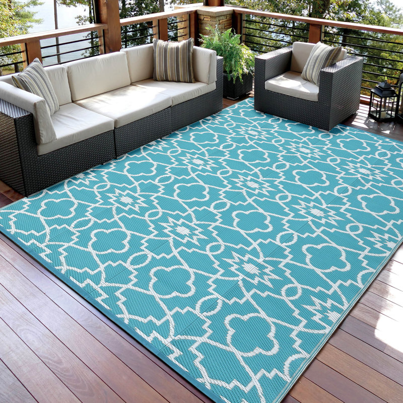 Charlton Home® Outdoor Rugs Modern Geometric Striped Area Rug ...