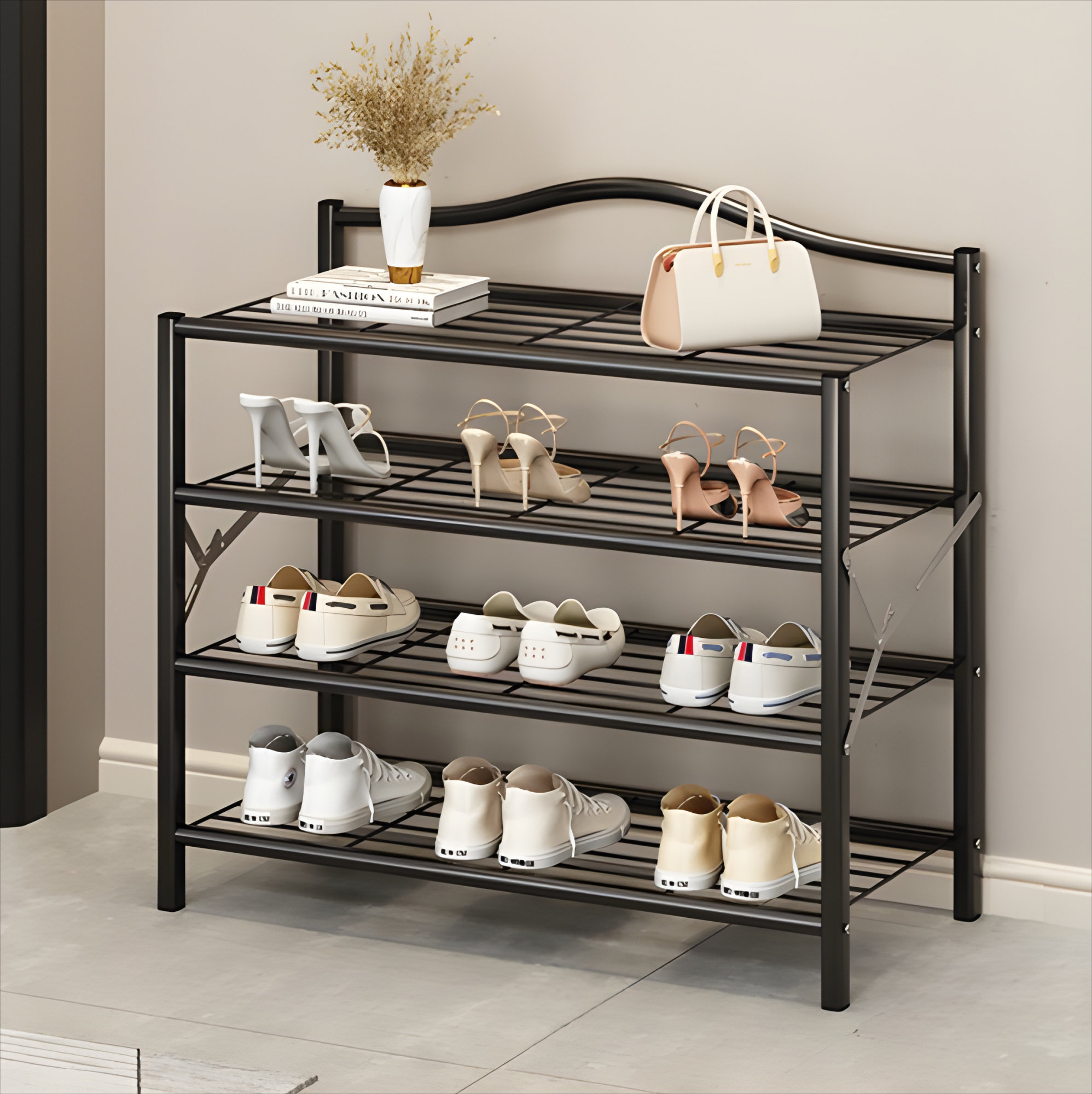 Red Barrel Studio Free Installation Folding Shoe Rack, Stainless Steel ...