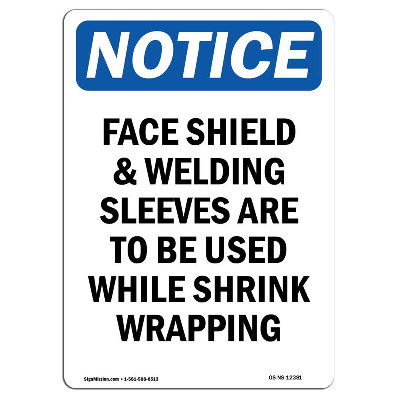 SignMission Face Shield & Welding Sleeves Sign | Wayfair