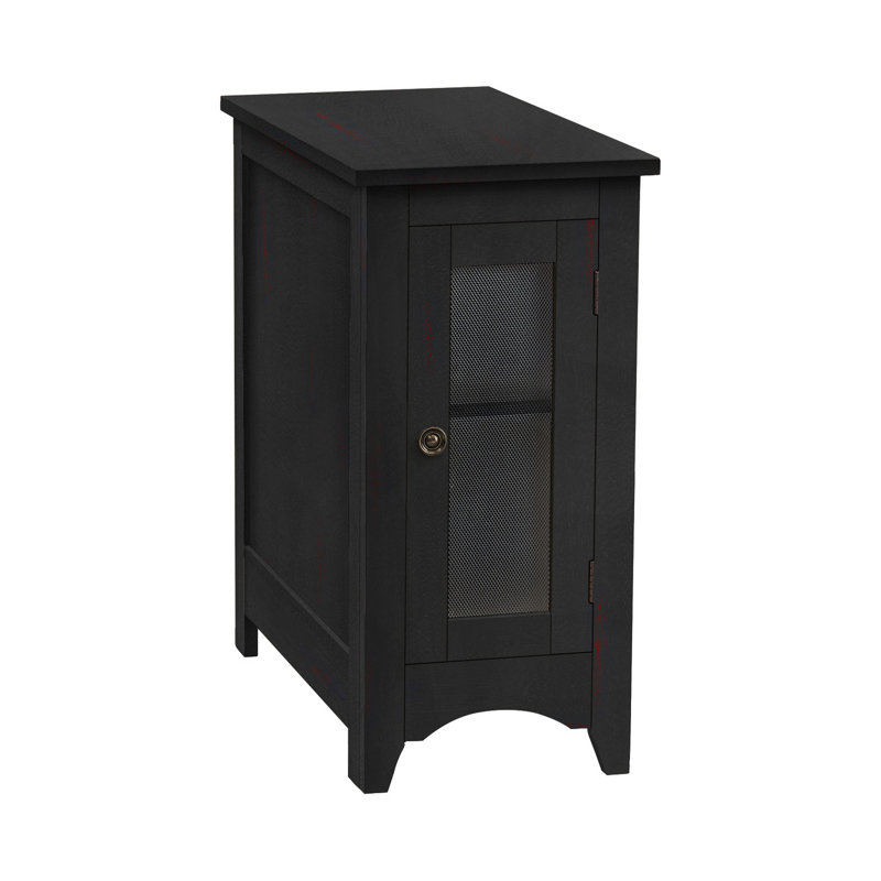 Benjara Boco Side Table, Mesh Front 1 Door, 22 Inch, Classic | Wayfair