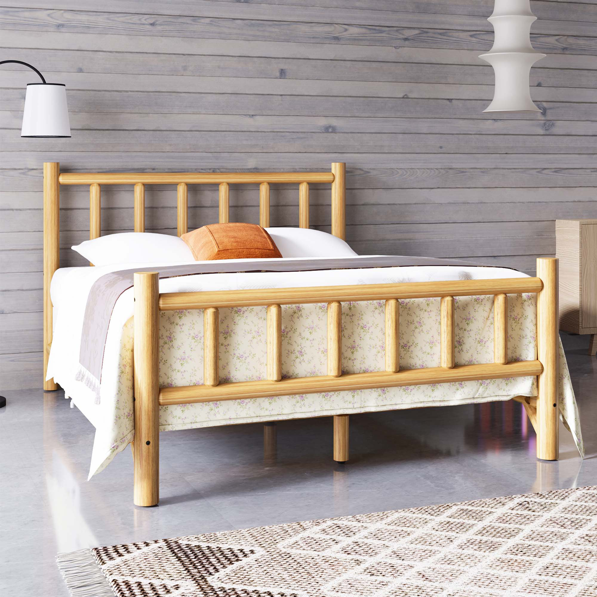 Ophelia & Co. Farmhouse Log Bed Frame Rustic Style Pure Solid Pine ...